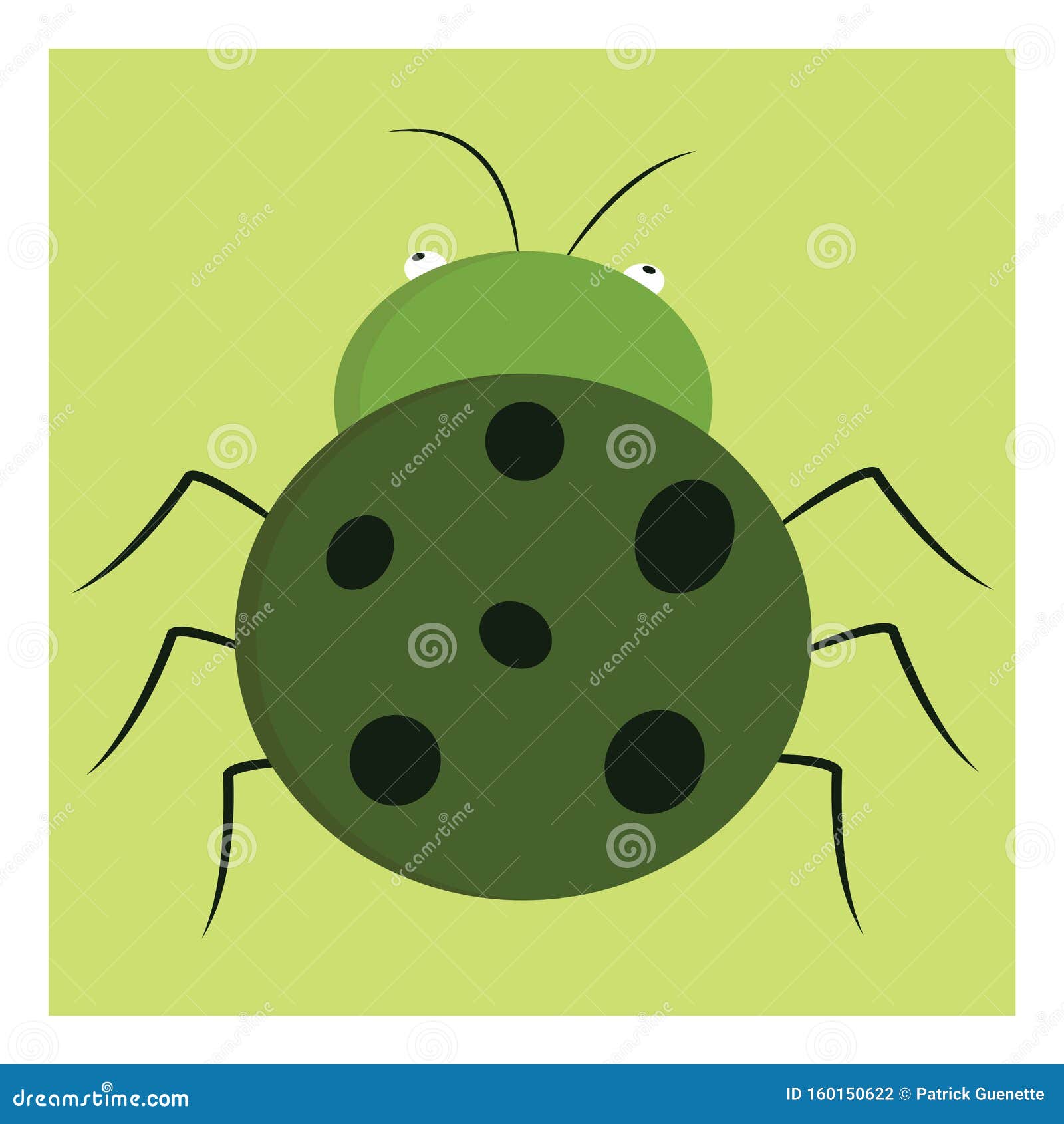 Cartoon of a Green Bug with Black Dots Vector Illustration Stock Vector ...