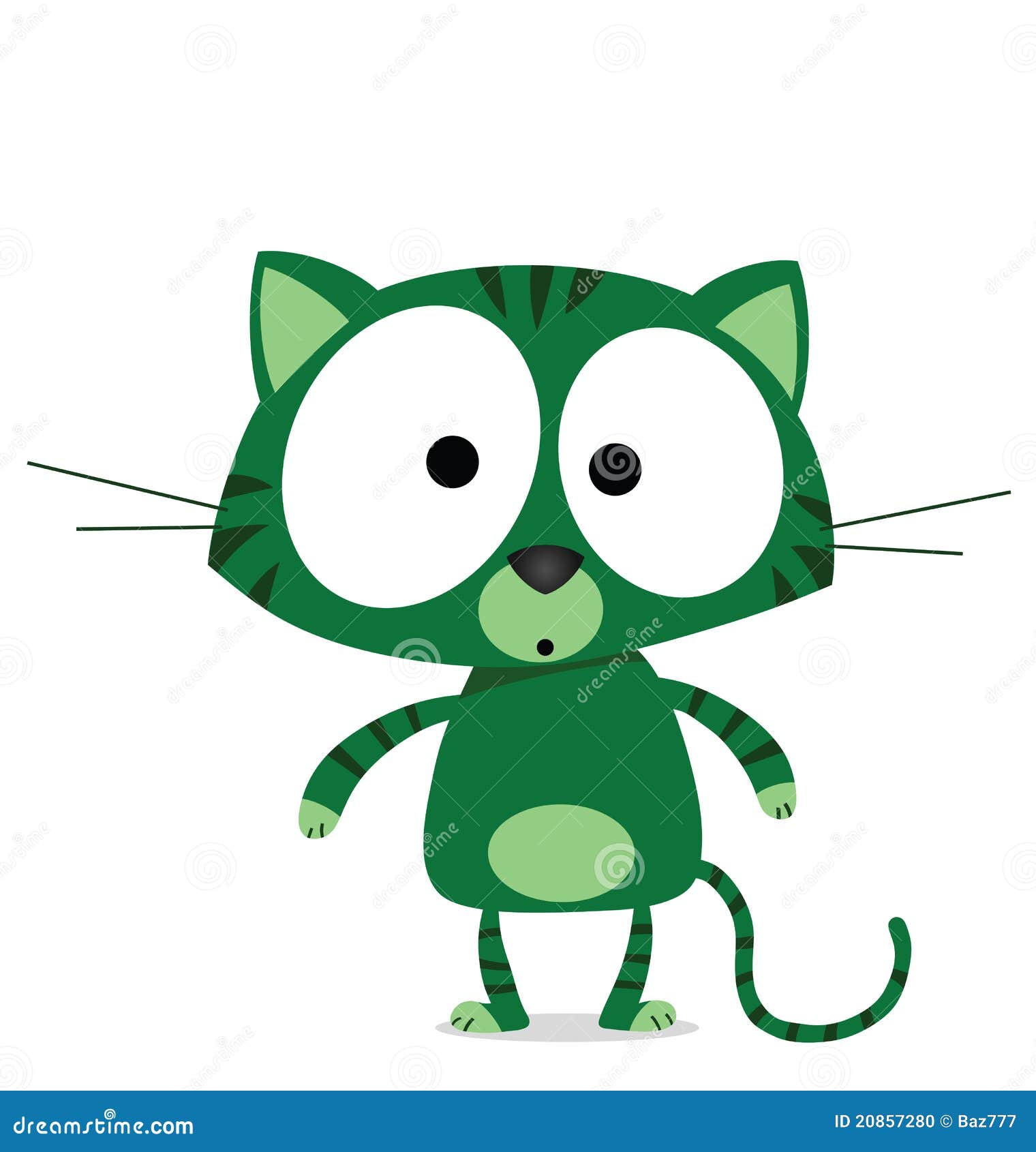 Cartoon green cat stock vector. Illustration of caricature - 20857280