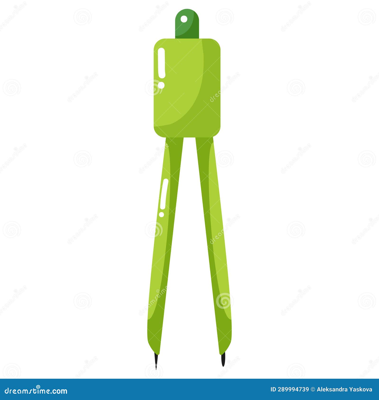 Cartoon Green Compass. School Stationery. Drafting Drawing Tool Stock ...
