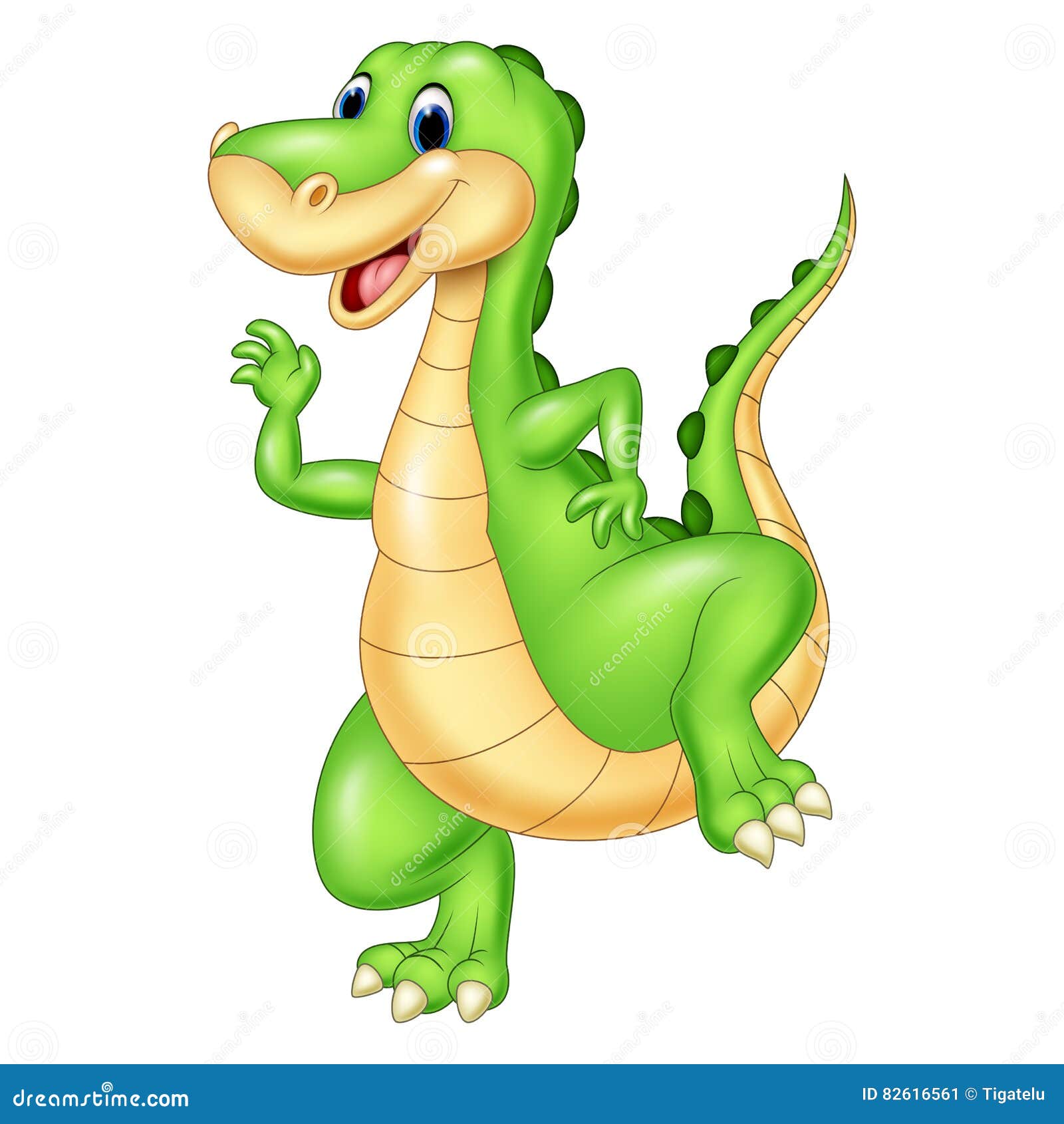 Cartoon green dinosaur stock vector. Illustration of lizard - 82616561