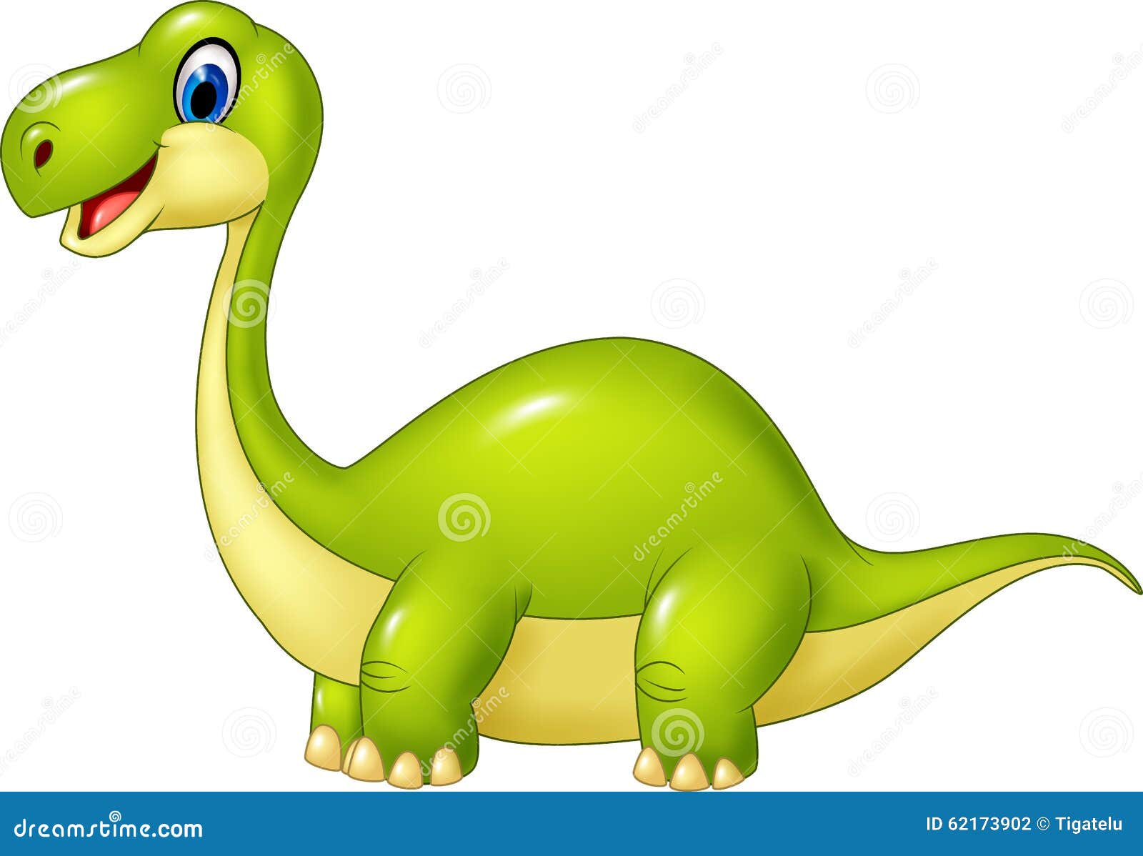 Cartoon Green Dinosaur Isolated on White Background Stock Vector ...
