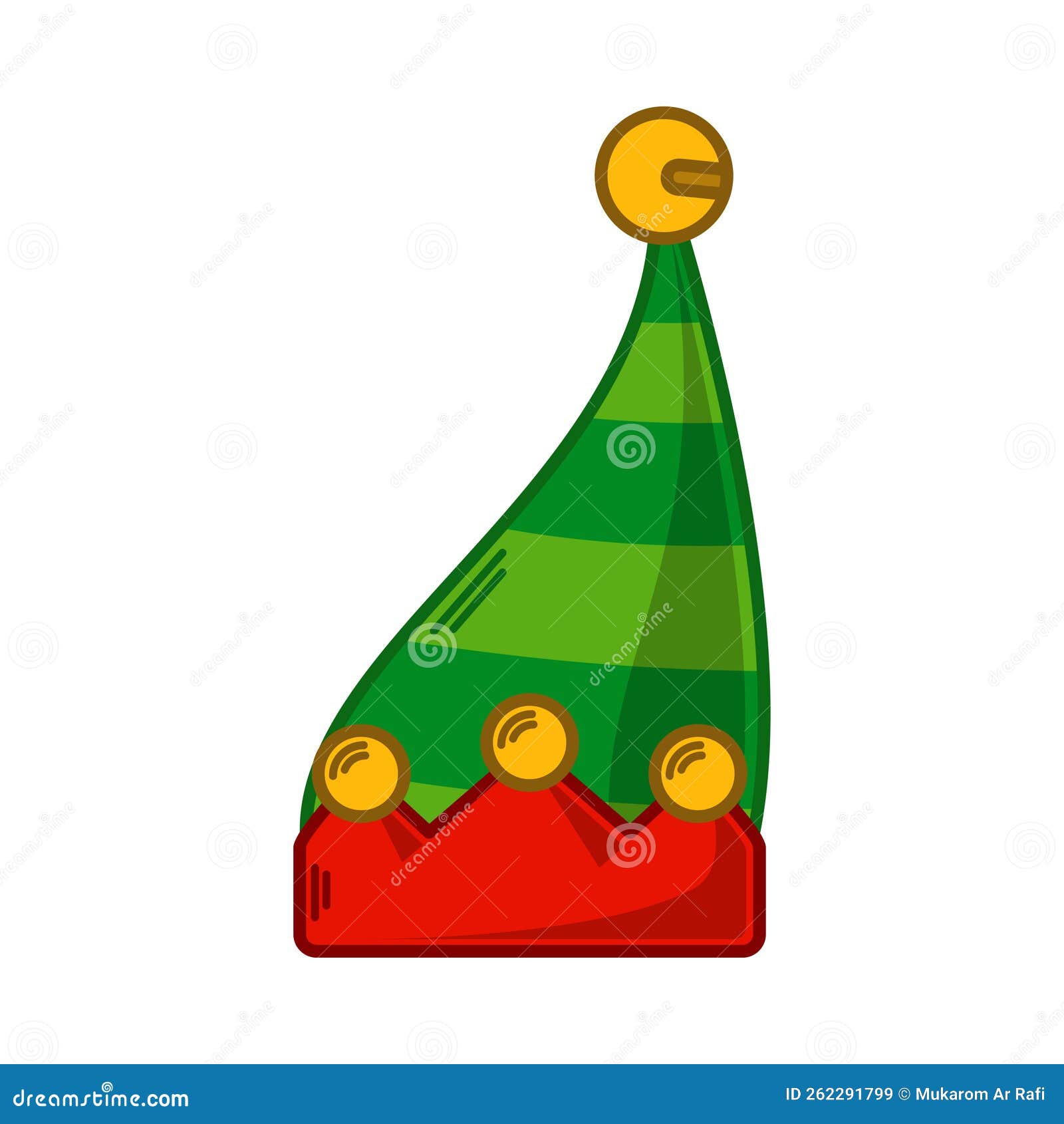 Cartoon Green Elf Hat Illustration Stock Vector - Illustration of color ...