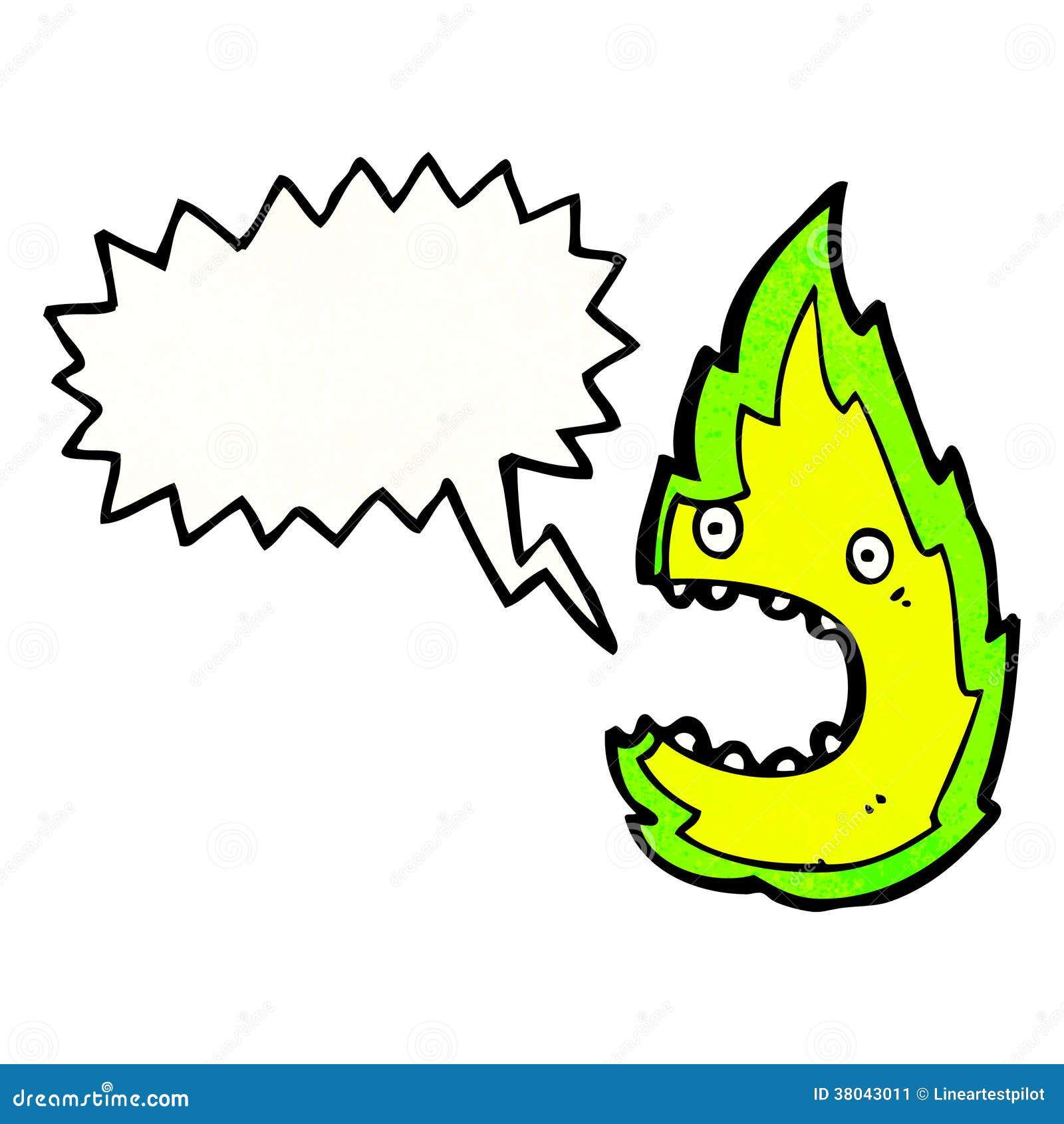 Cartoon green fire stock vector. Illustration of drawn - 38043011