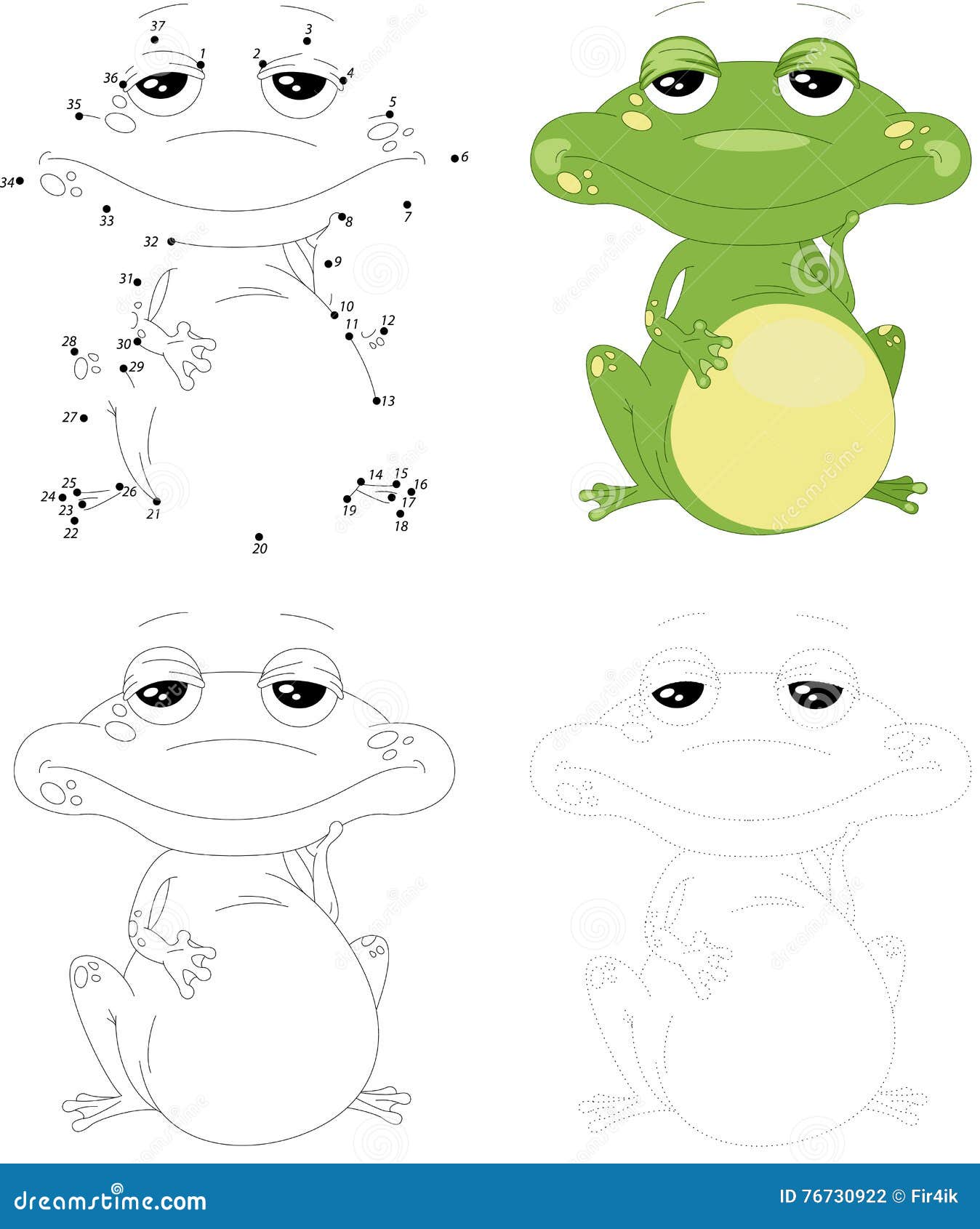 Cartoon Green Frog. Dot To Dot Game for Kids Stock Vector ...