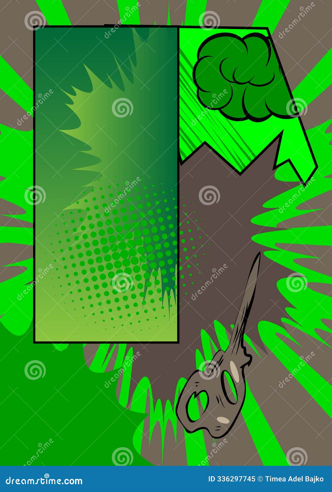 Cartoon Green and Gray Background, Comic Book Backdrop. Stock Vector ...