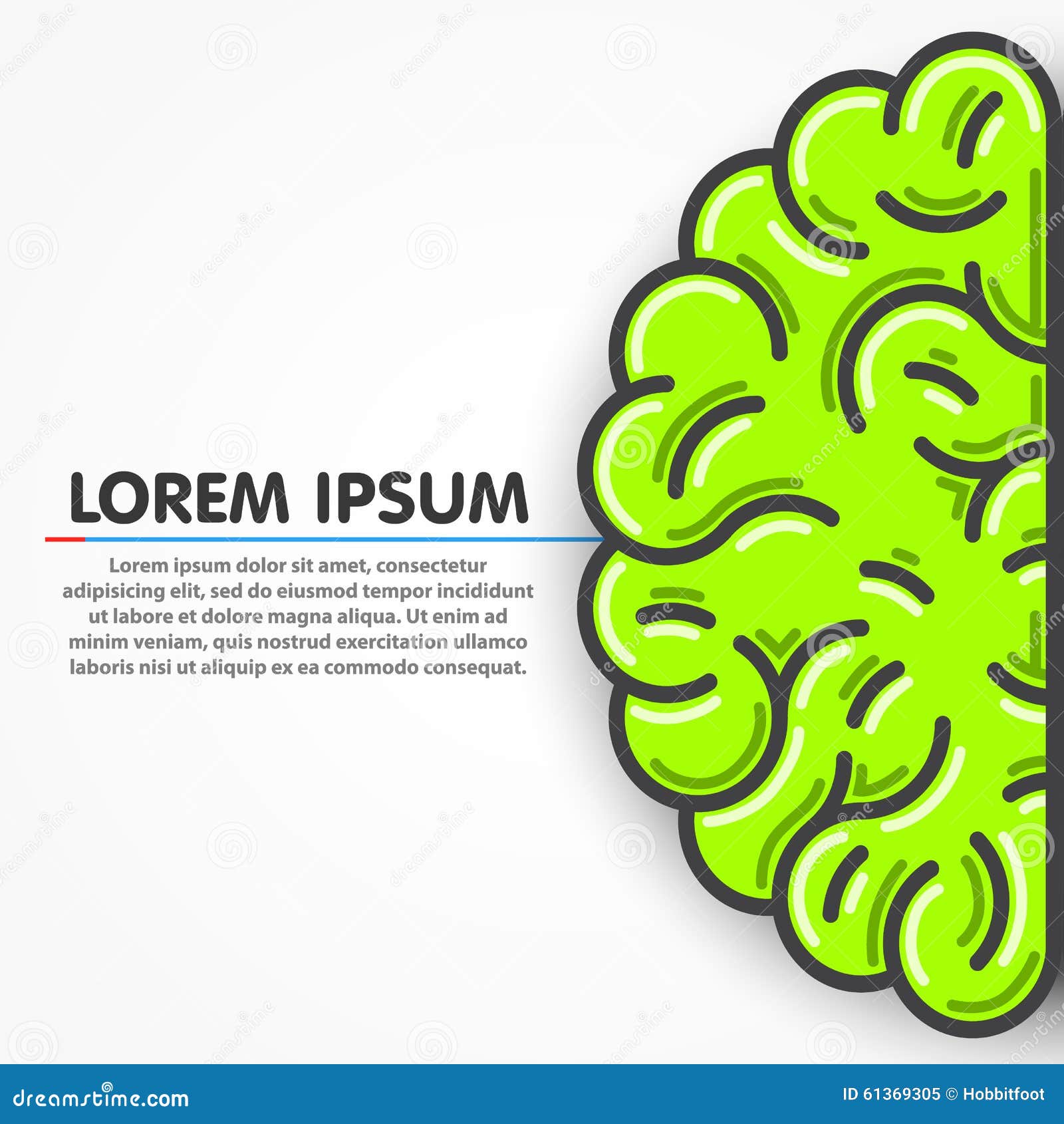 Cartoon Green Left Part of Human Brain. Clean Vector Stock Vector ...