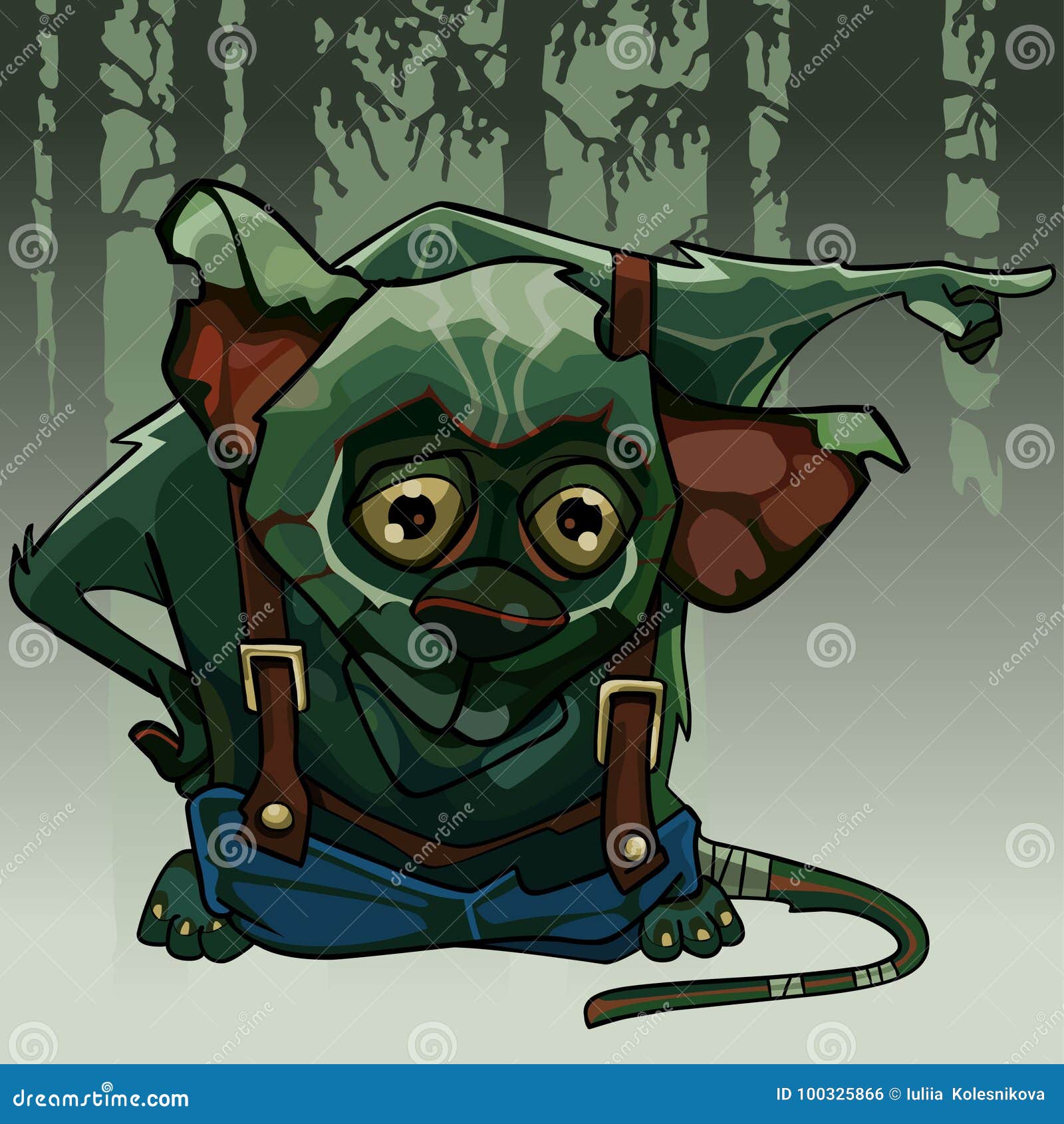 Cartoon Green Monster Forest Finger Points in the Direction Stock ...