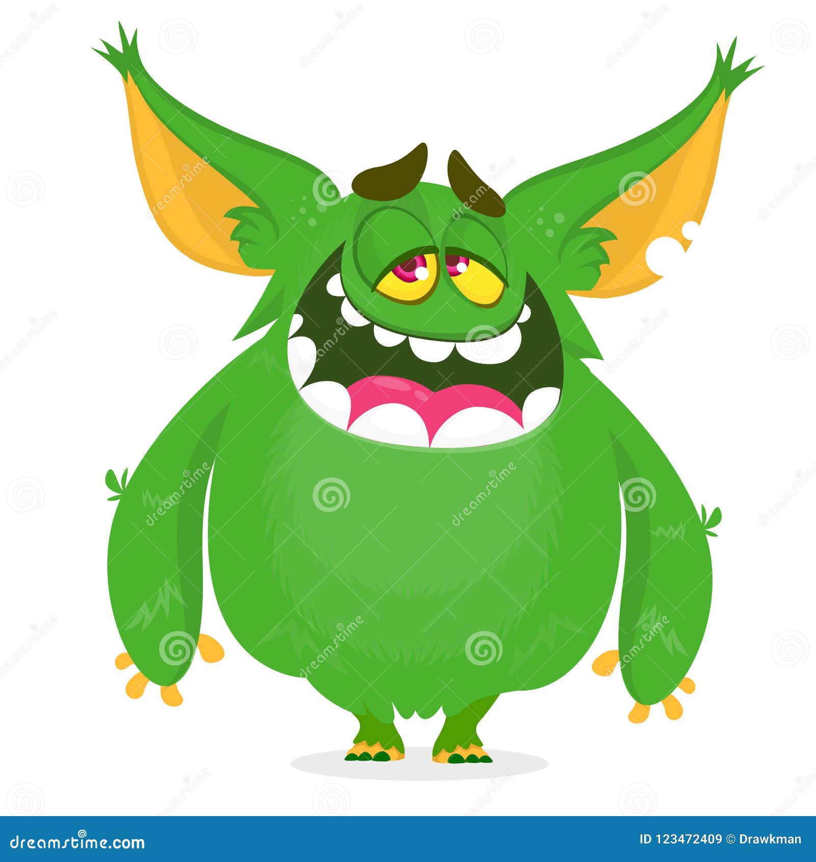 Cartoon Green Monster. Vector Illustration Clipart. Stock Vector ...