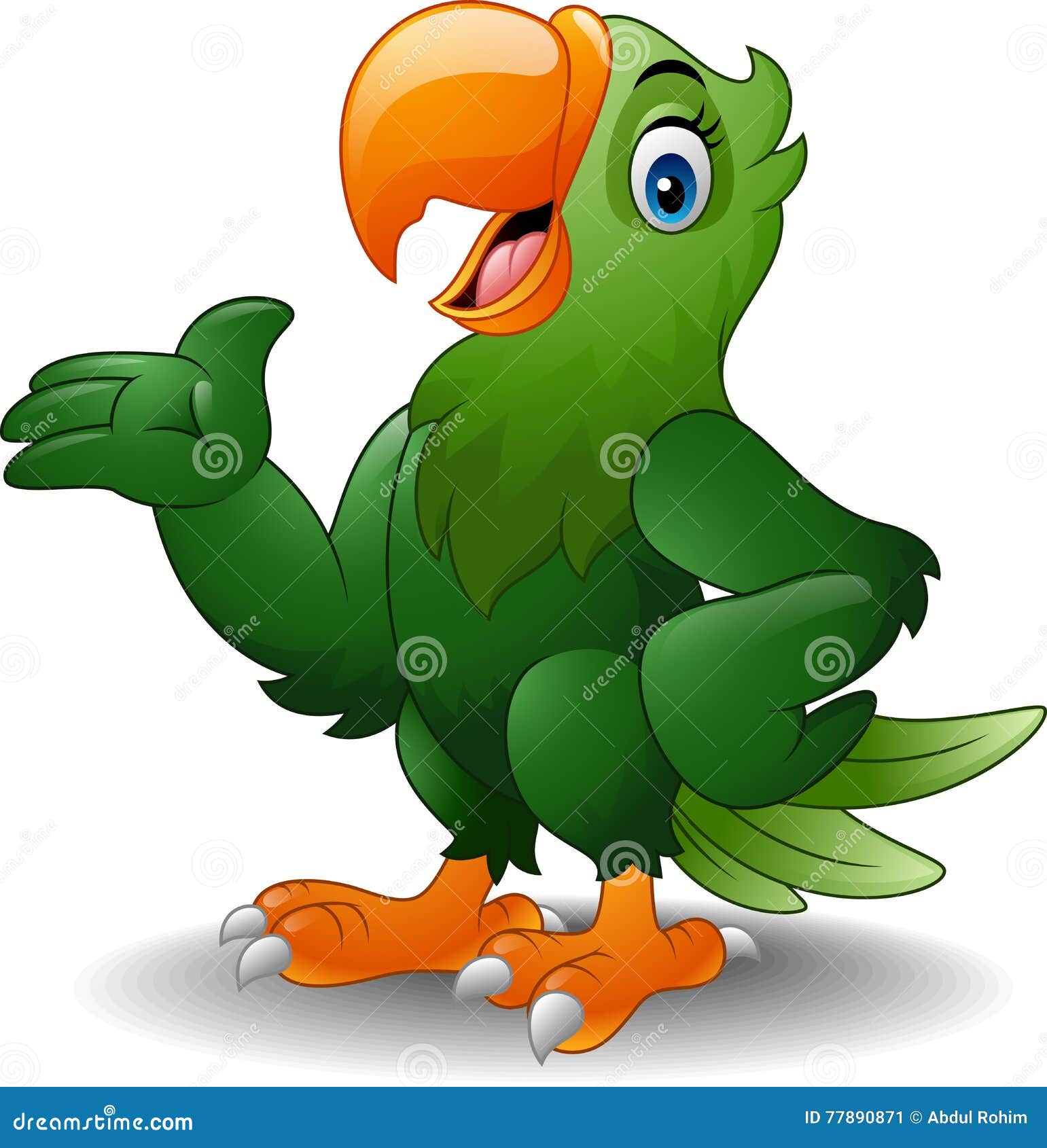 Cartoon Green Parrot Presenting Stock Vector - Illustration of ...