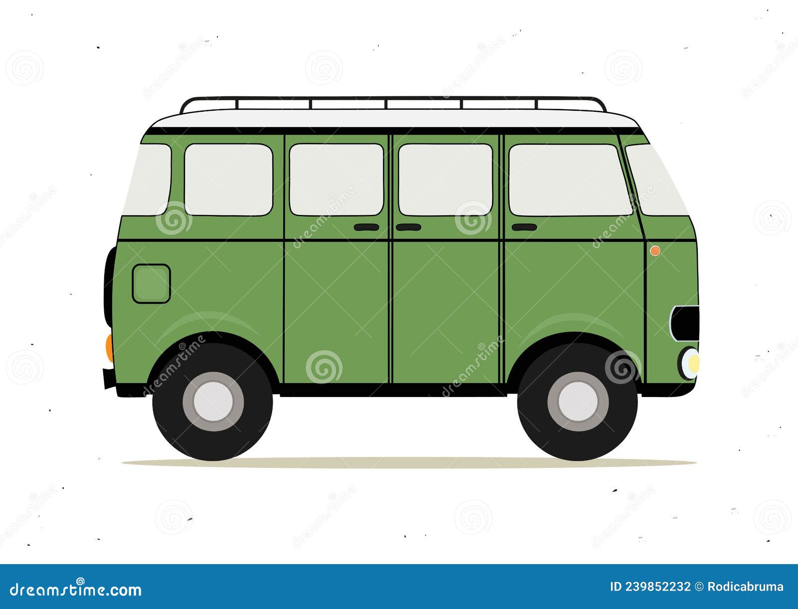 Cartoon Green Retro Bus. Decoration Pattern Stock Vector - Illustration ...