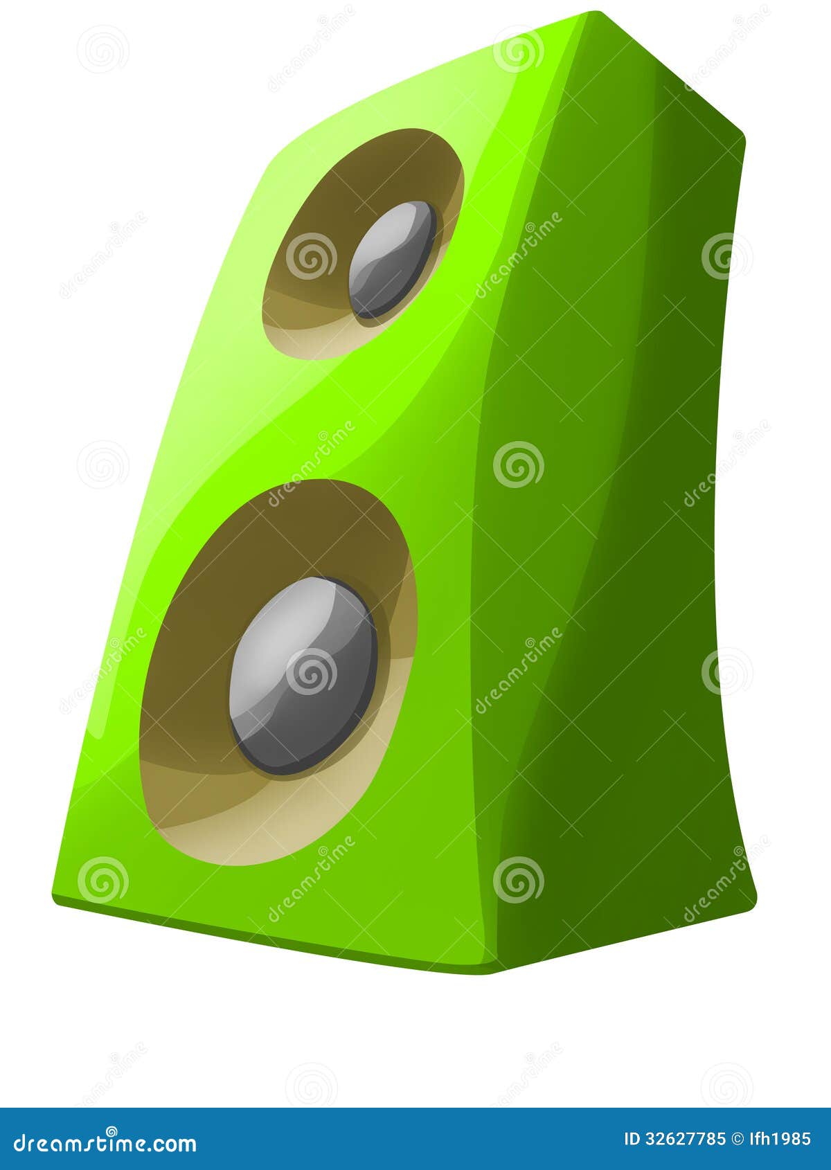 Cartoon Green Speaker Standing with Dinamics Stock Illustration ...