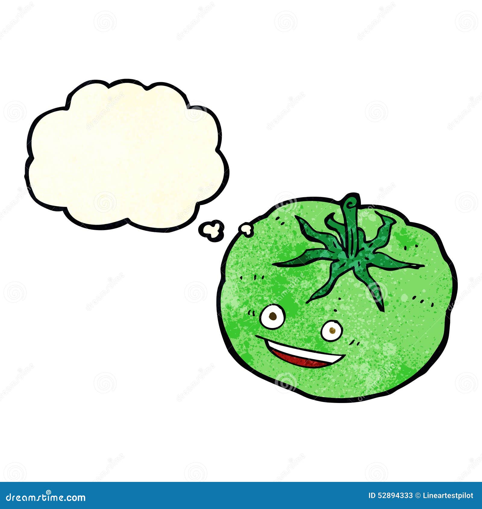 Cartoon Green Tomato with Thought Bubble Stock Illustration ...