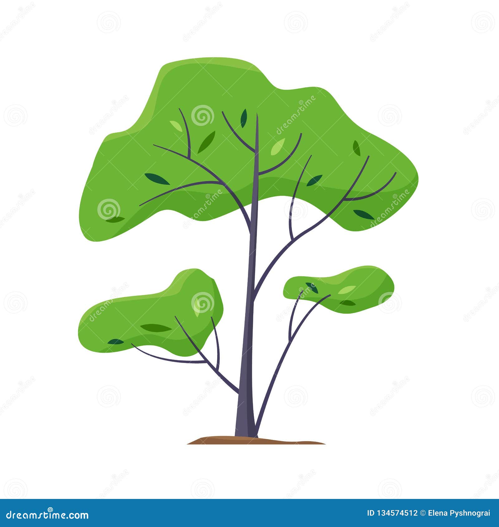 Cartoon green tree. stock vector. Illustration of decoration - 134574512