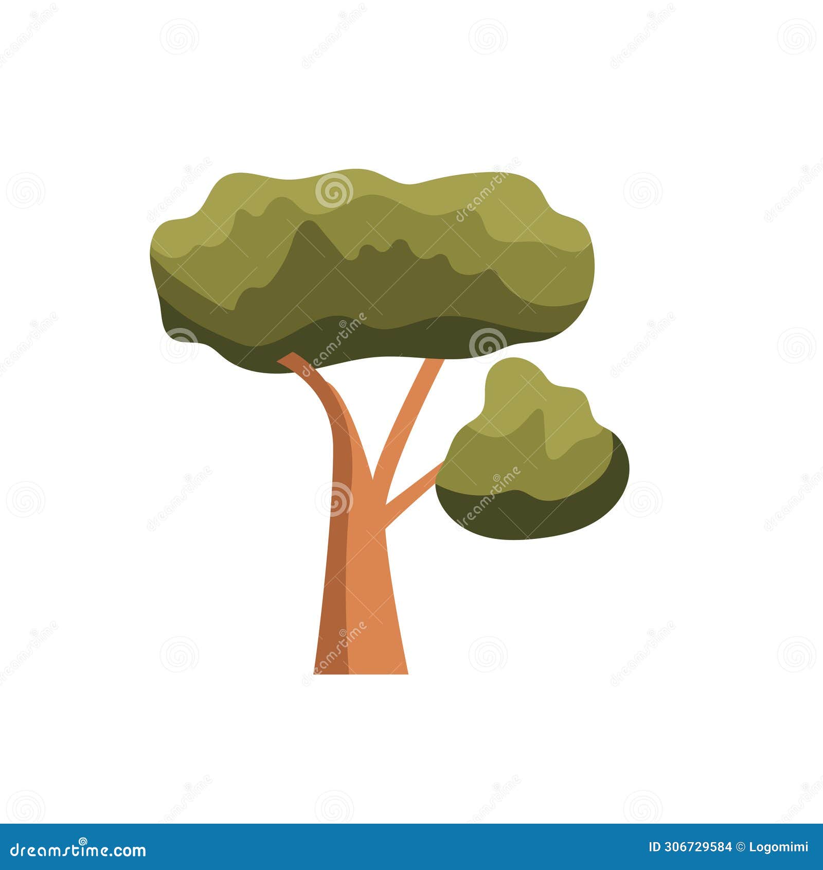 Cartoon Green Tree Flat Vector Illustration Design Elements Stock ...