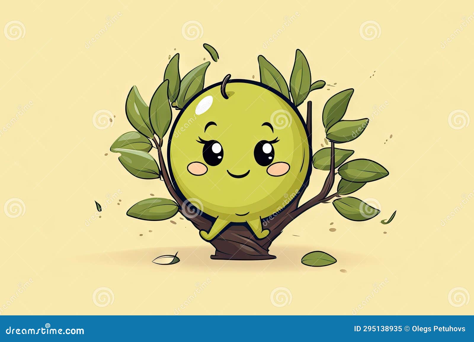 A Cartoon Green Tree with a Sad Face on it S Face. Generative Ai Stock ...