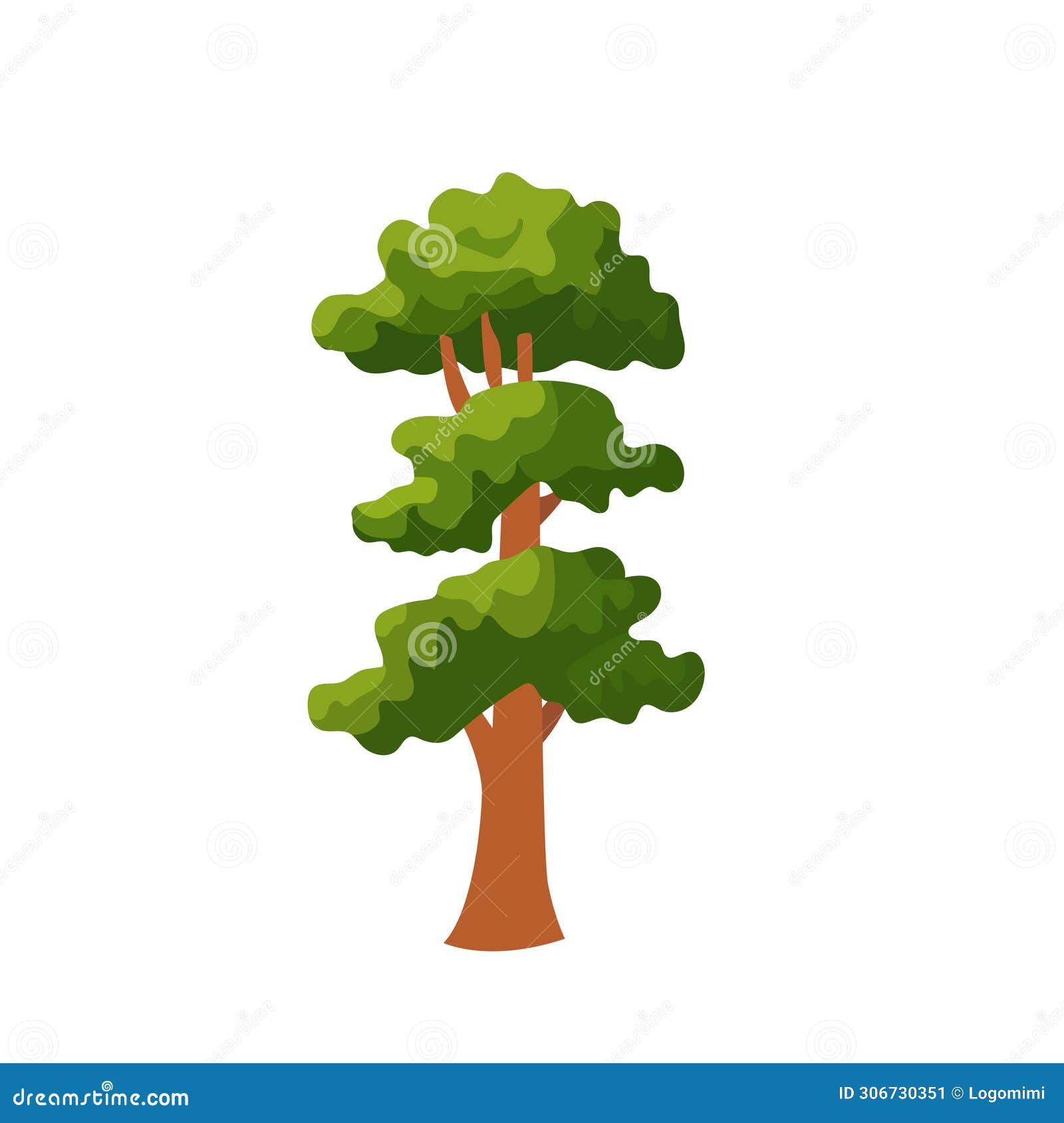 Cartoon Green Tree Vector Illustration Design Template Elements Stock ...