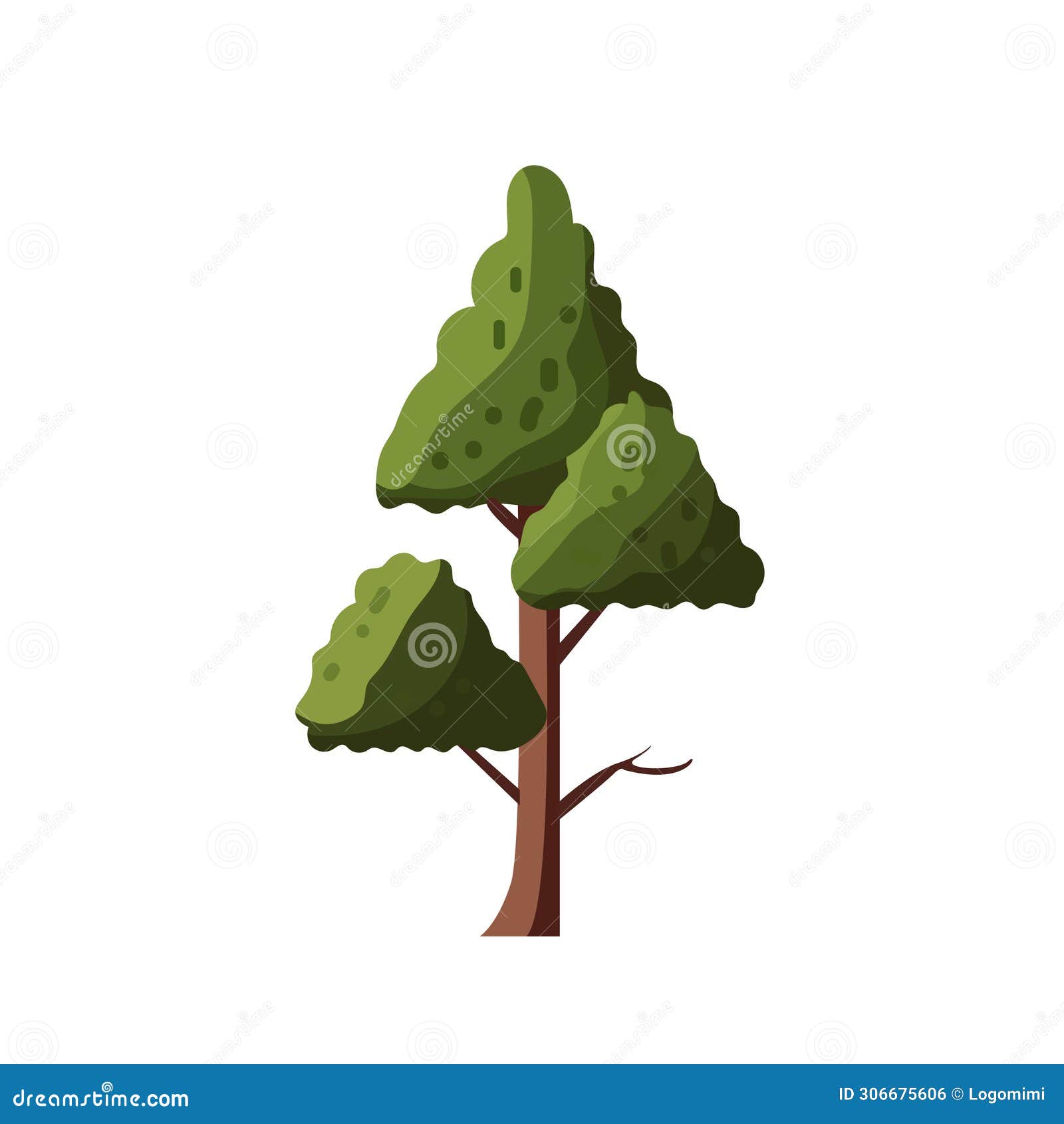 Cartoon Green Tree Vector Illustration Design Template Elements Stock ...
