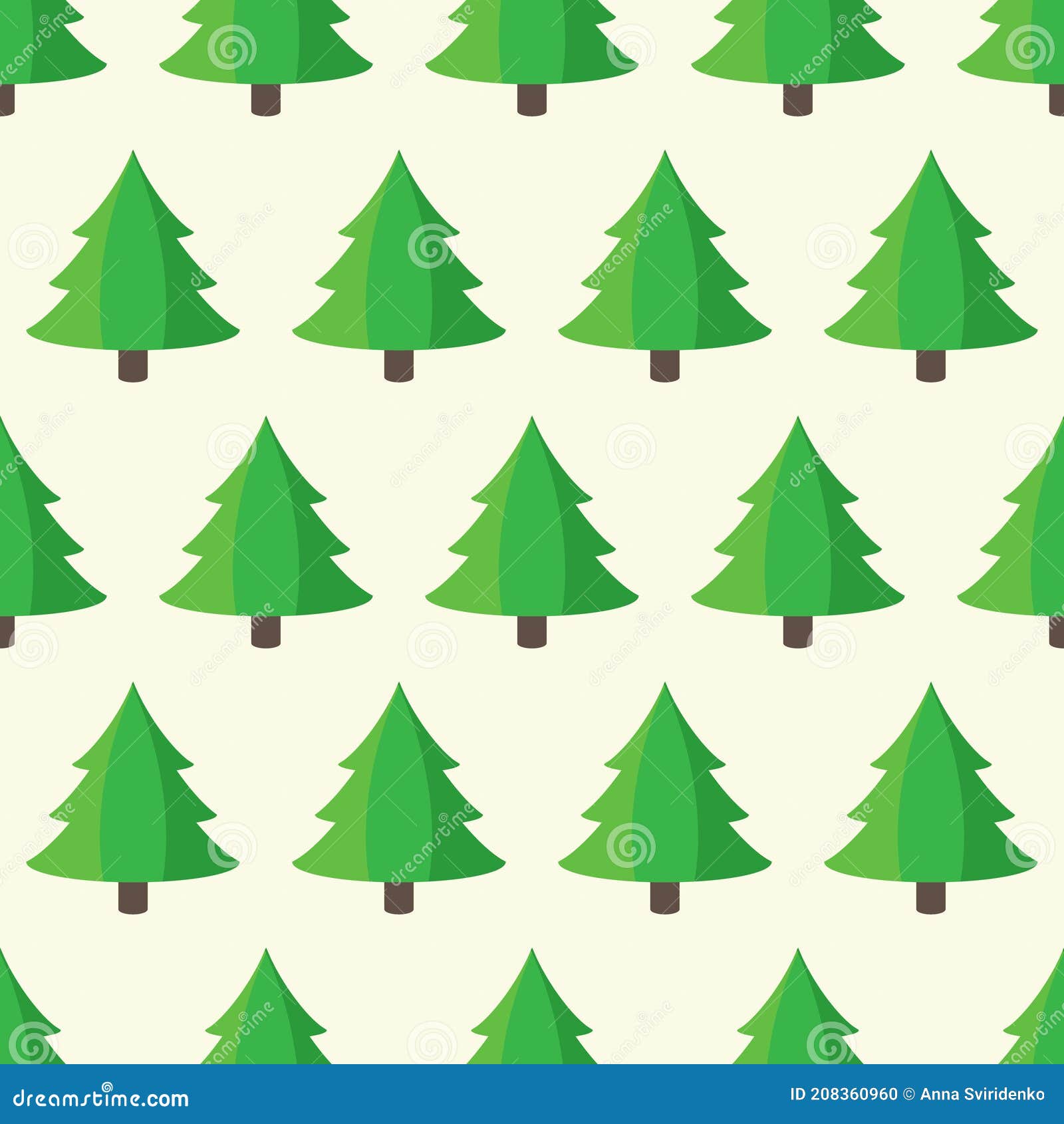 Cartoon Green Trees Seamless Pattern Stock Illustration - Illustration ...