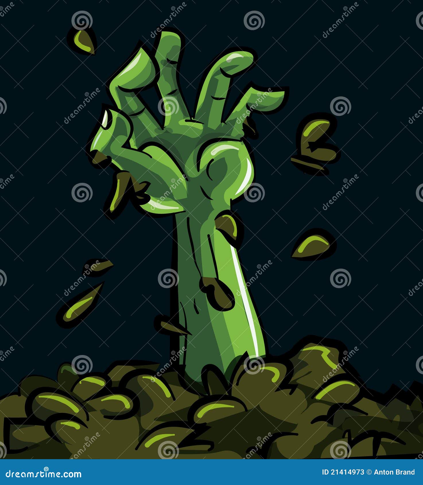 Cartoon of a Green Zombie Hand Stock Vector - Illustration of fear ...