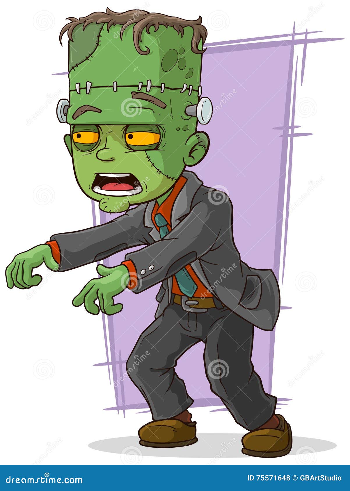 Cartoon Green Zombie Monster in Suit Stock Vector - Illustration of ...