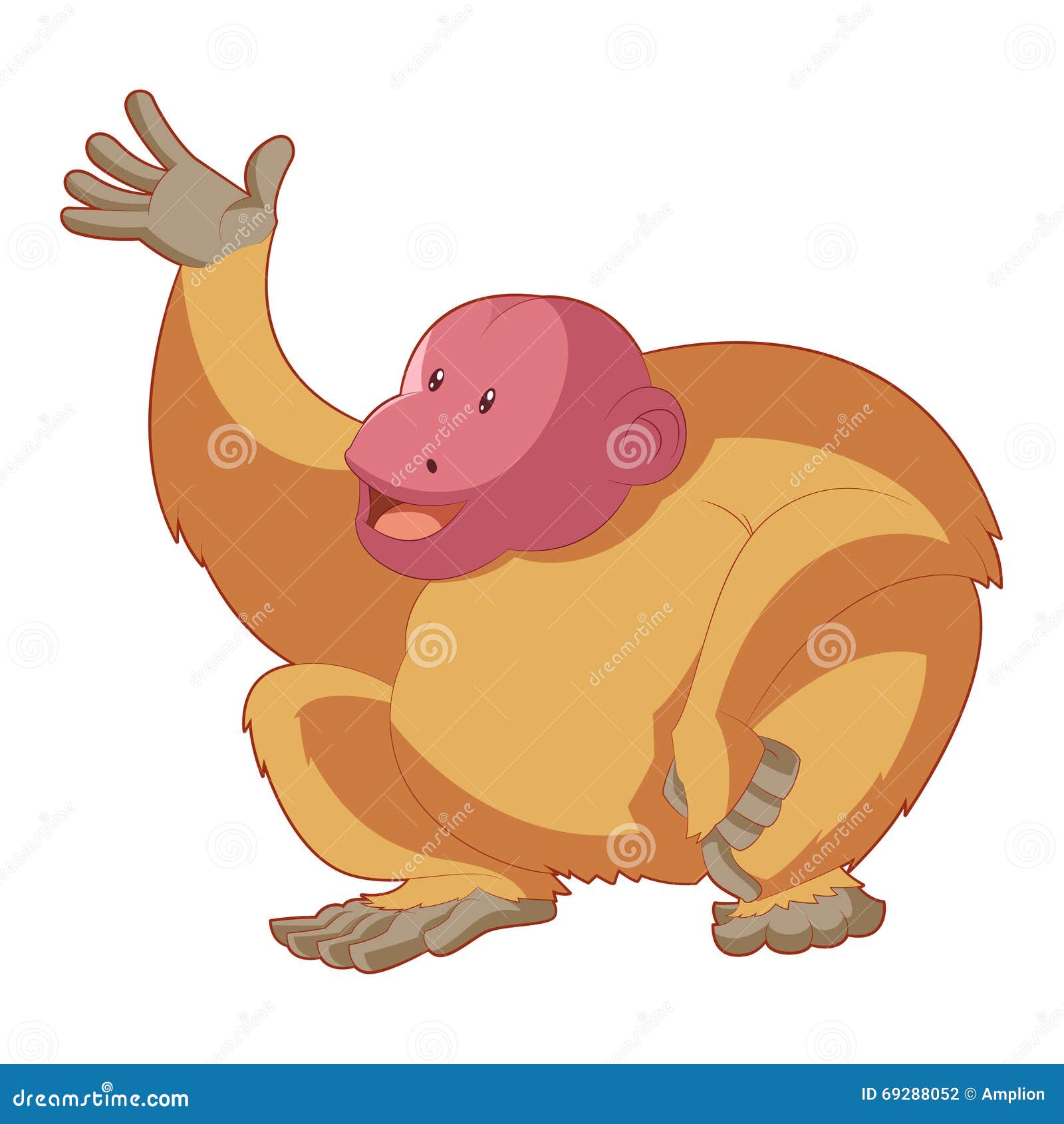 Cartoon greeting Uakari stock vector. Illustration of graphic - 69288052