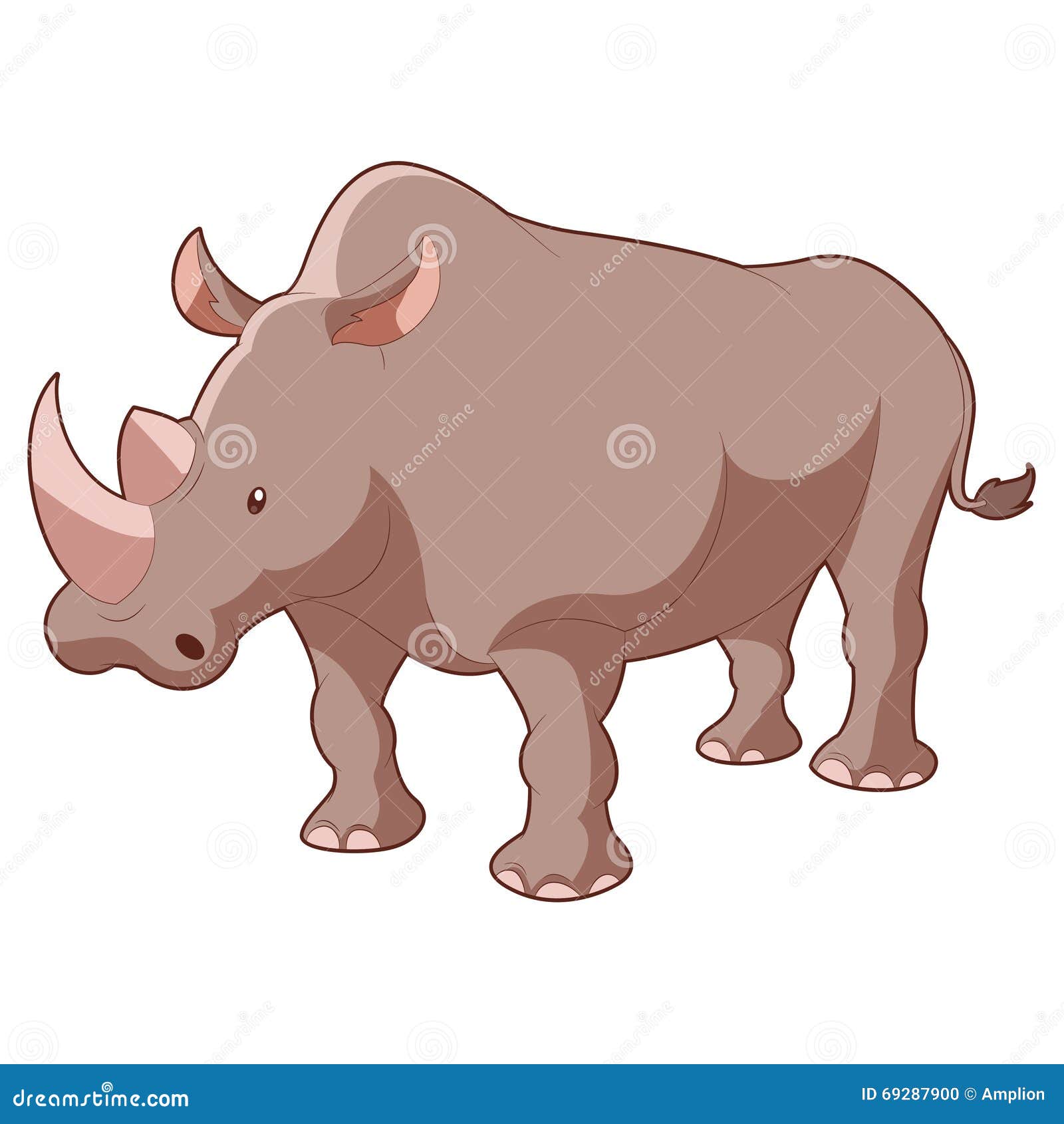 Cartoon grey Rhinoceros stock vector. Illustration of baby - 69287900