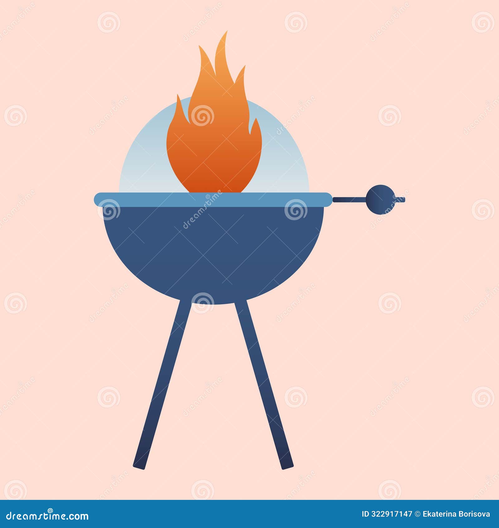 A Cartoon of a Grill with a Fire on it Stock Vector - Illustration of ...
