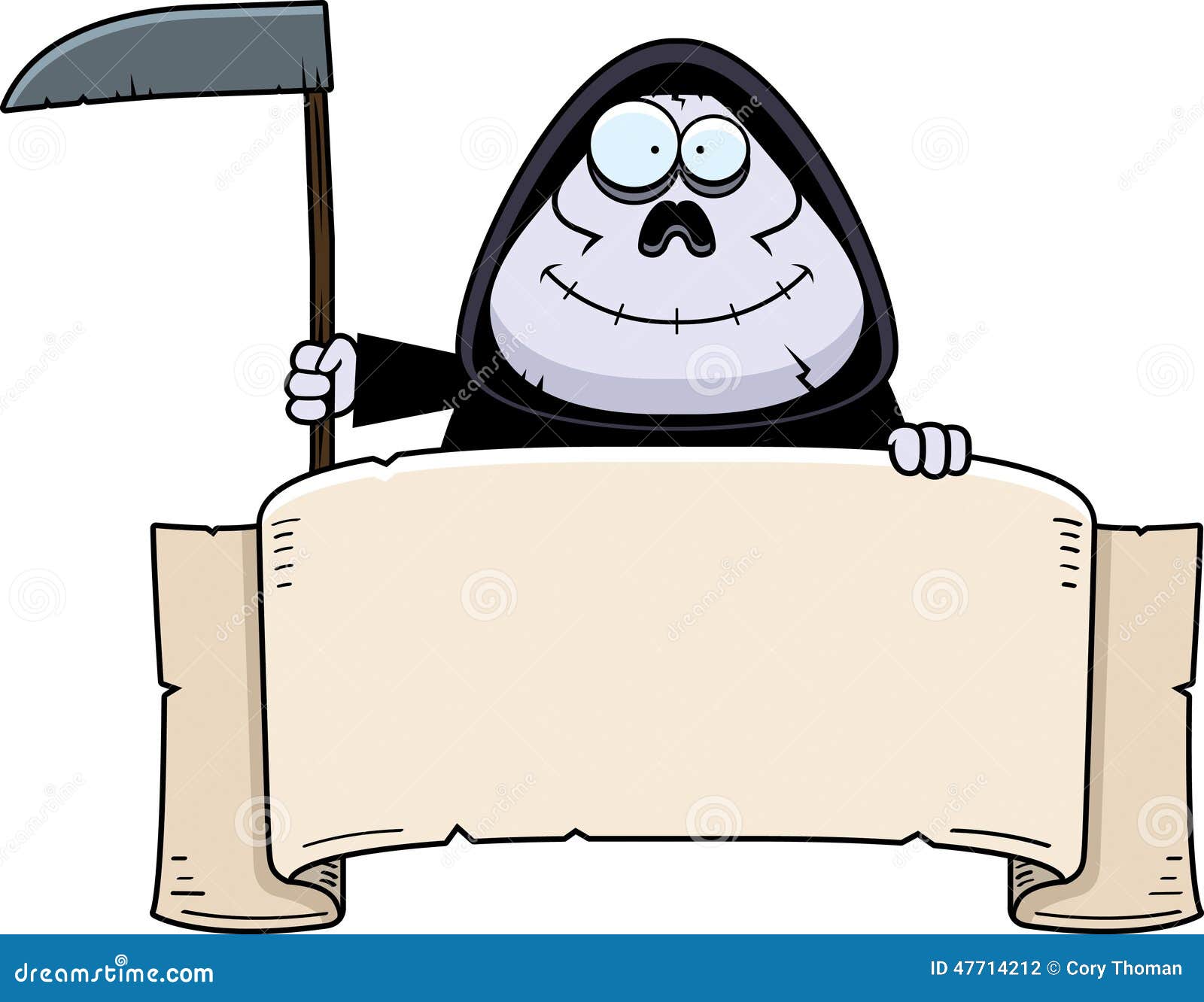 Cartoon Grim Reaper Banner stock vector. Illustration of blank - 47714212