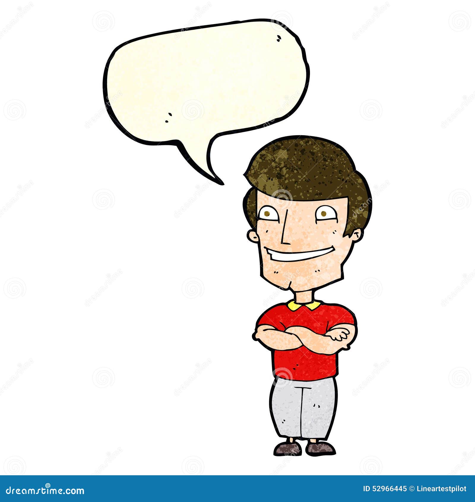 Cartoon Grinning Man with Speech Bubble Stock Illustration ...
