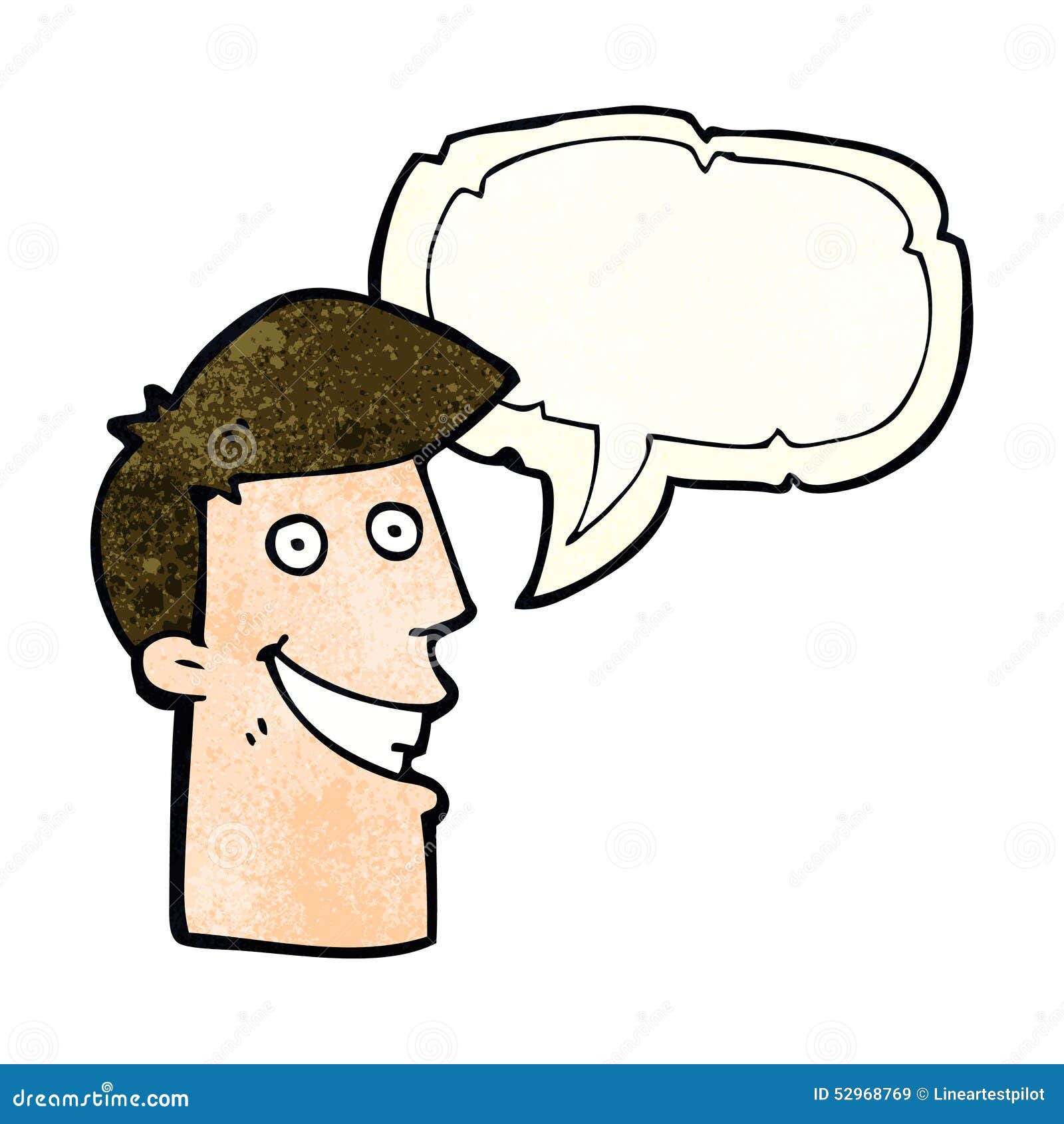 Cartoon Grinning Man with Speech Bubble Stock Illustration ...