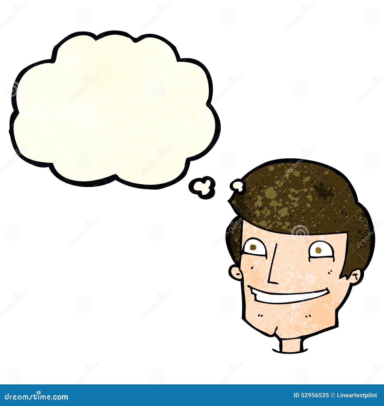 Cartoon Grinning Man with Thought Bubble Stock Illustration ...