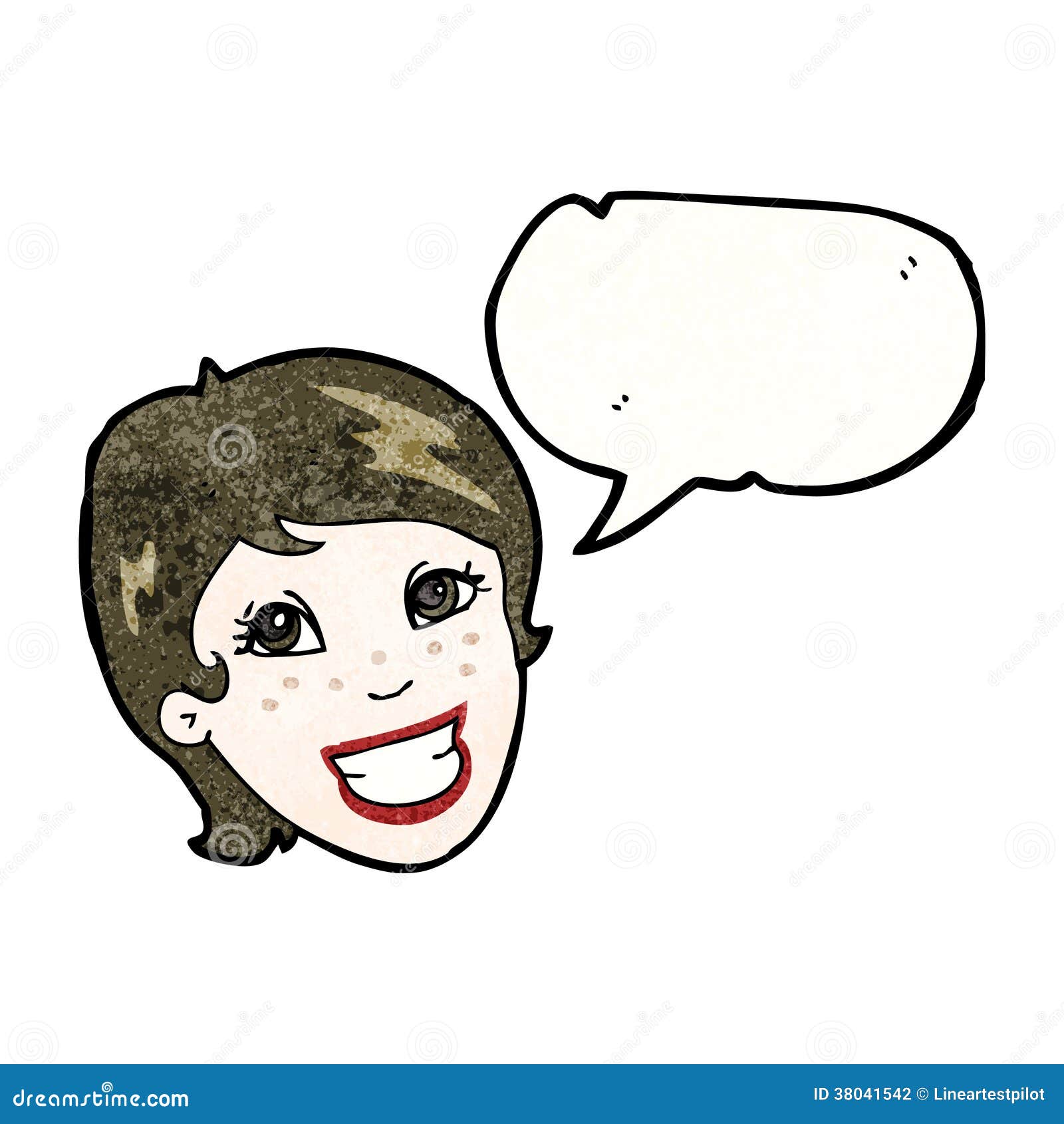 Cartoon Grinning Pretty Face Stock Vector - Illustration of drawn ...