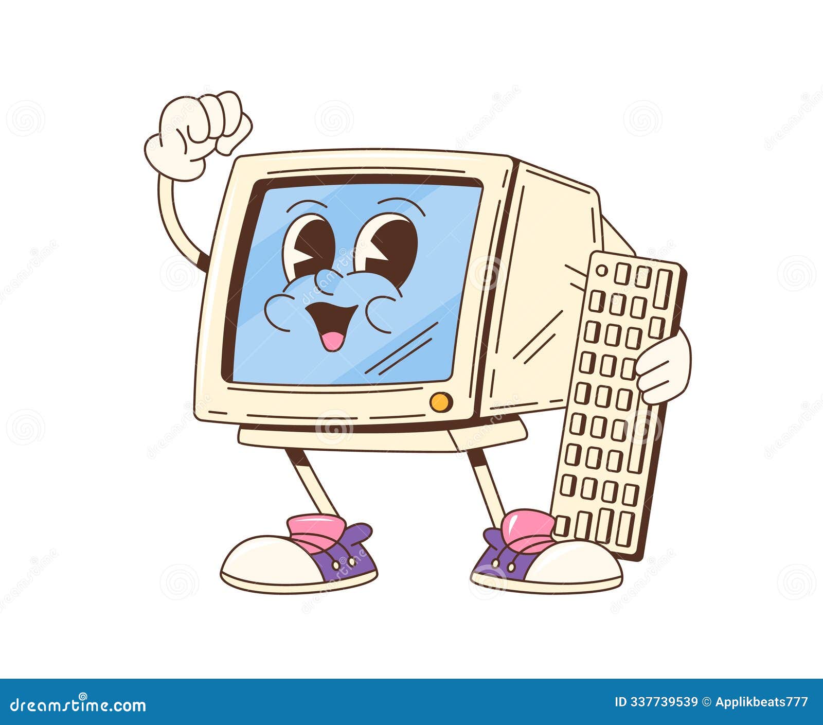 Cartoon Groovy Computer Character, Comic Retro PC Stock Vector ...