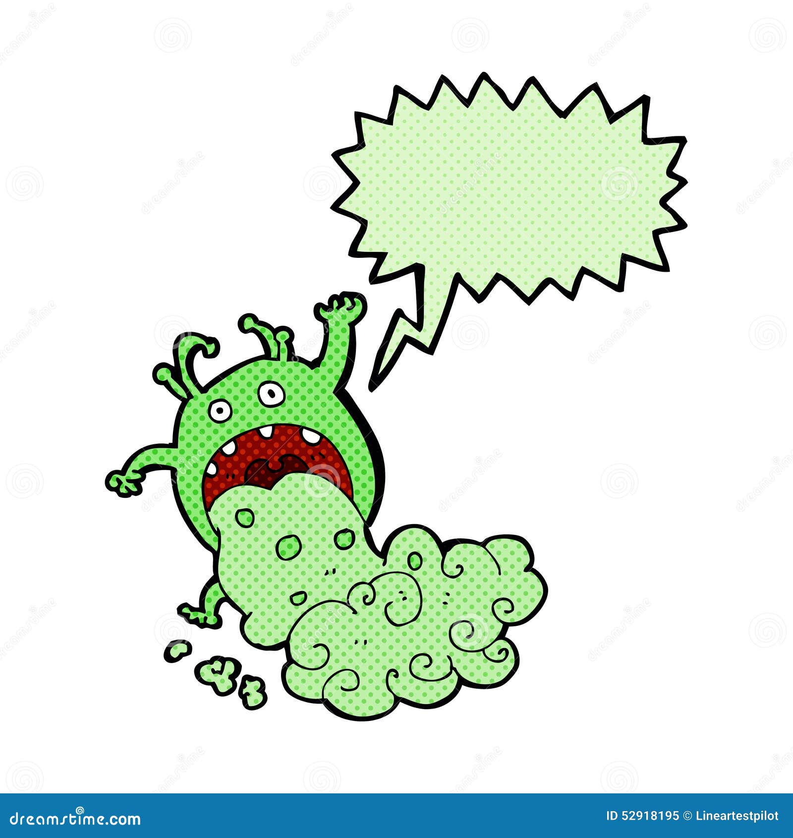 Cartoon Gross Monster Being Sick with Speech Bubble Stock Illustration ...
