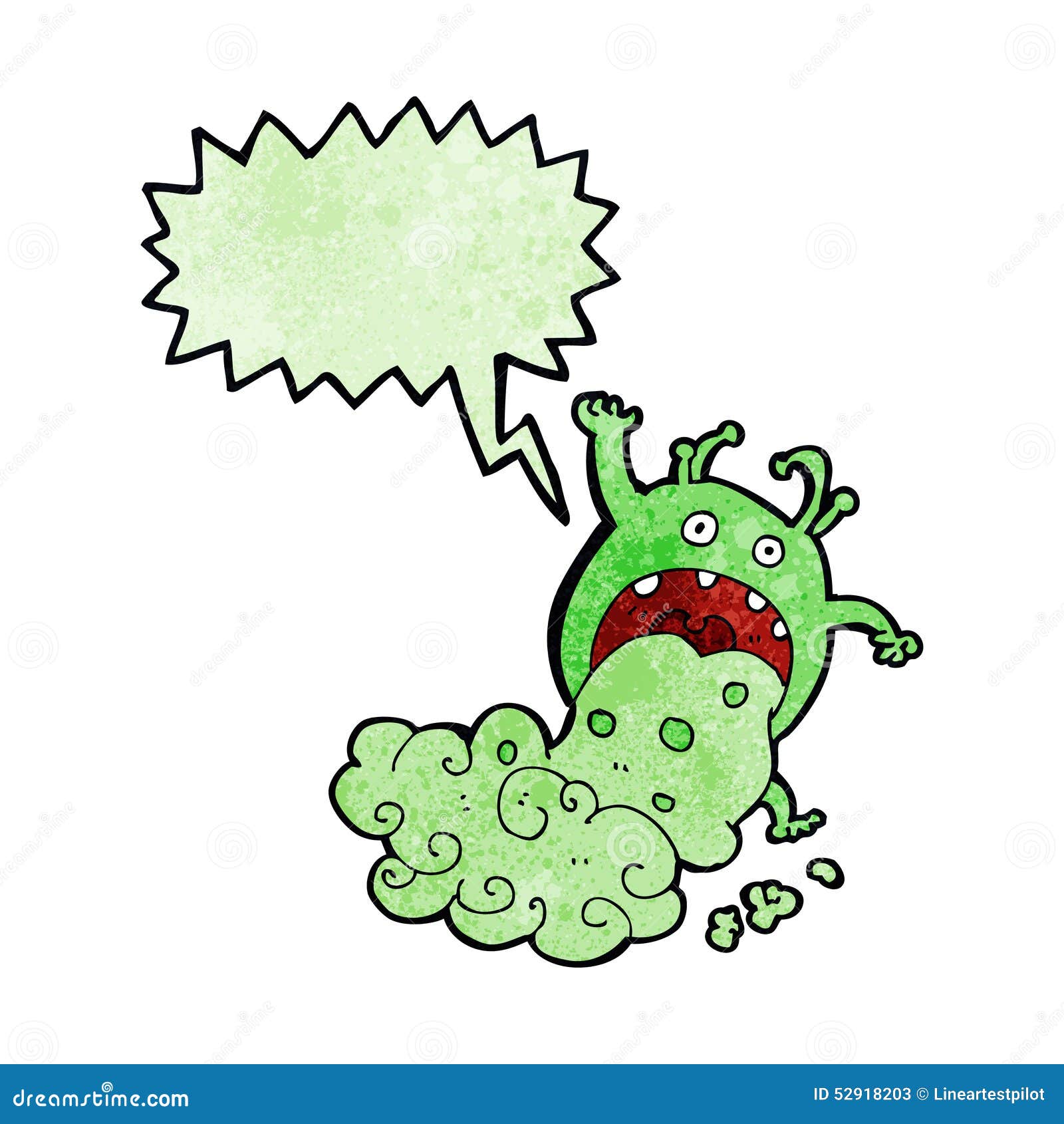 Cartoon Gross Monster Being Sick with Speech Bubble Stock Illustration ...