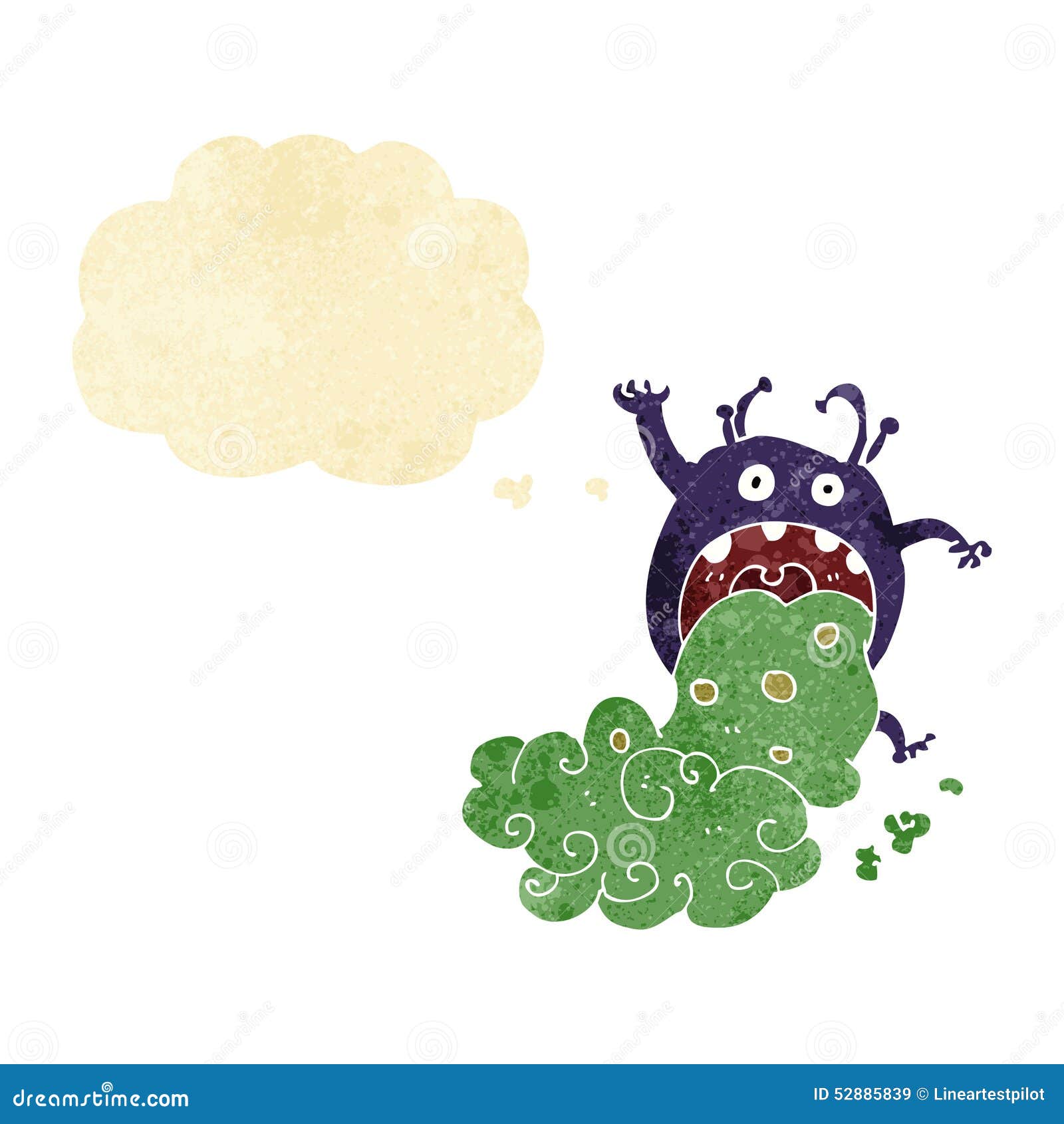 Cartoon Gross Monster Being Sick with Thought Bubble Stock Illustration ...