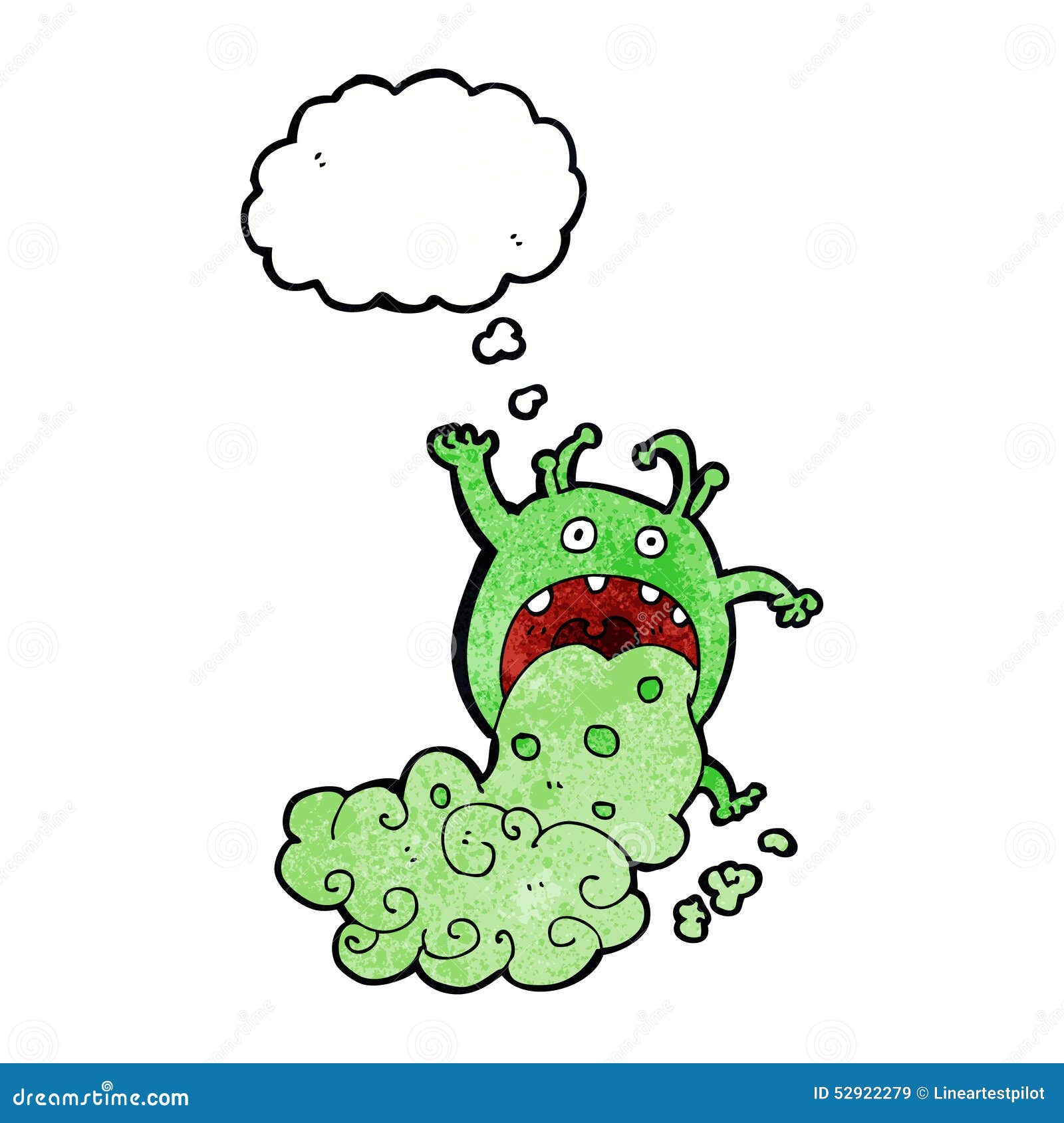 Cartoon Gross Monster Being Sick with Thought Bubble Stock Illustration ...