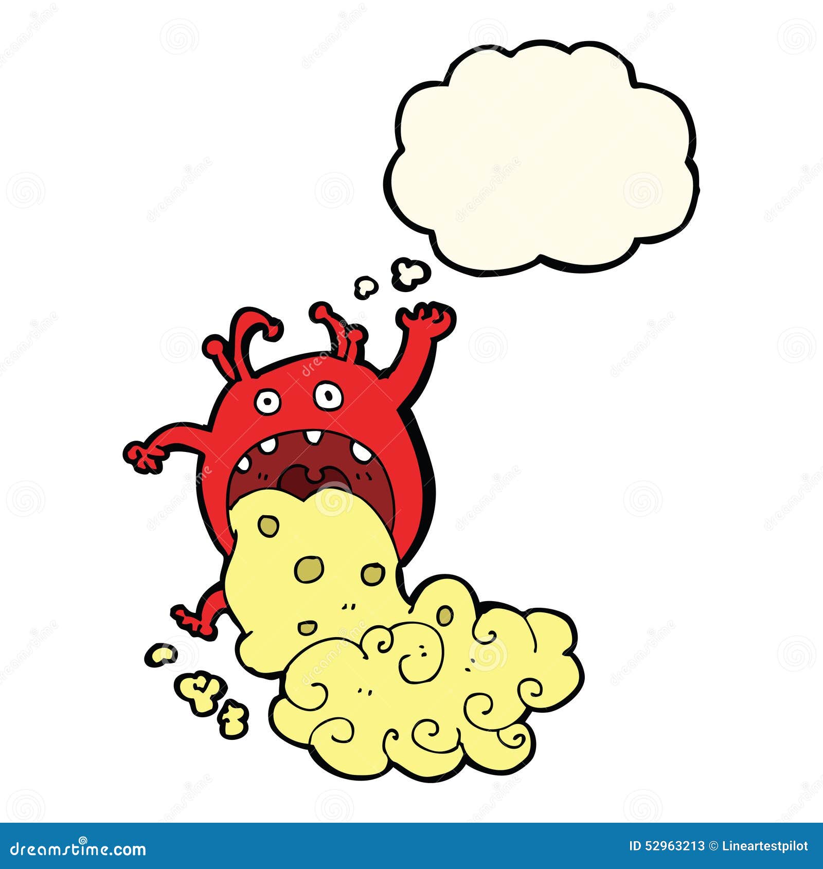 Cartoon Gross Monster Being Sick with Thought Bubble Stock Illustration ...