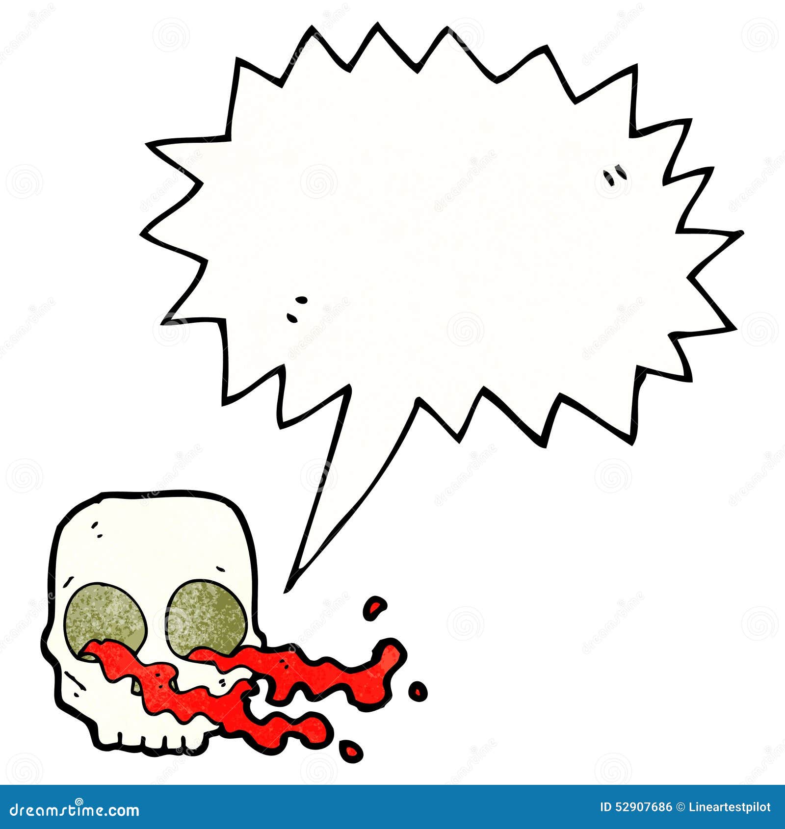 Cartoon Gross Skull with Speech Bubble Stock Illustration ...