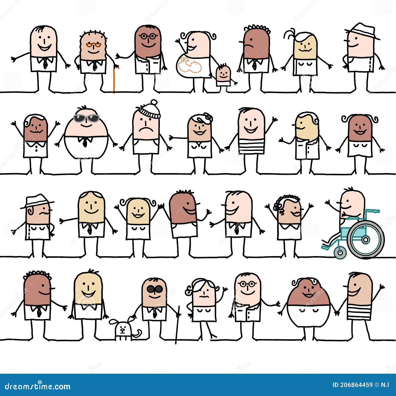 Cartoon Group of Mixed Social and Ethnically People Stock Vector ...
