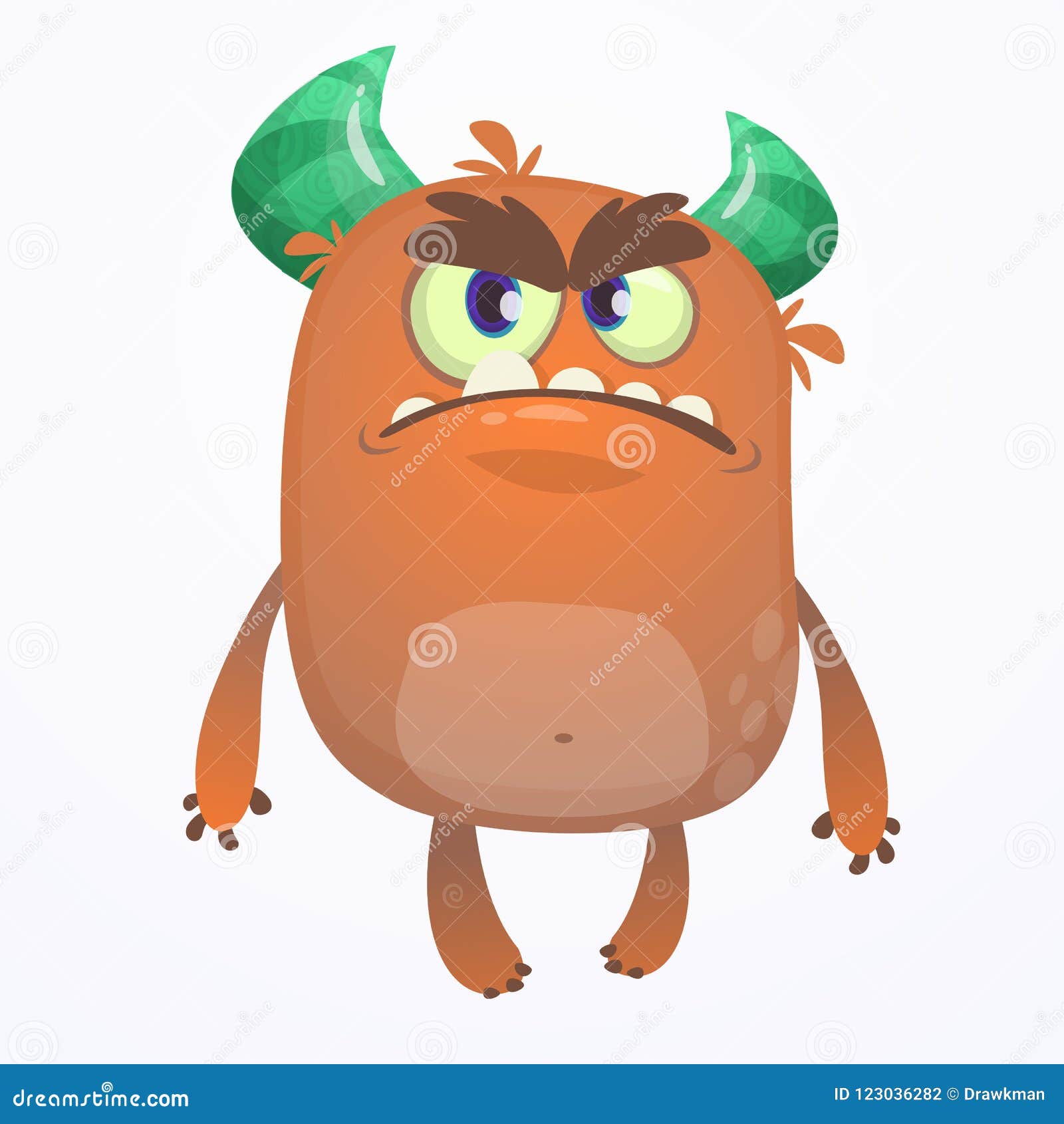 Cartoon Grumpy Angry Monster. Vector Illustration. Stock Vector ...