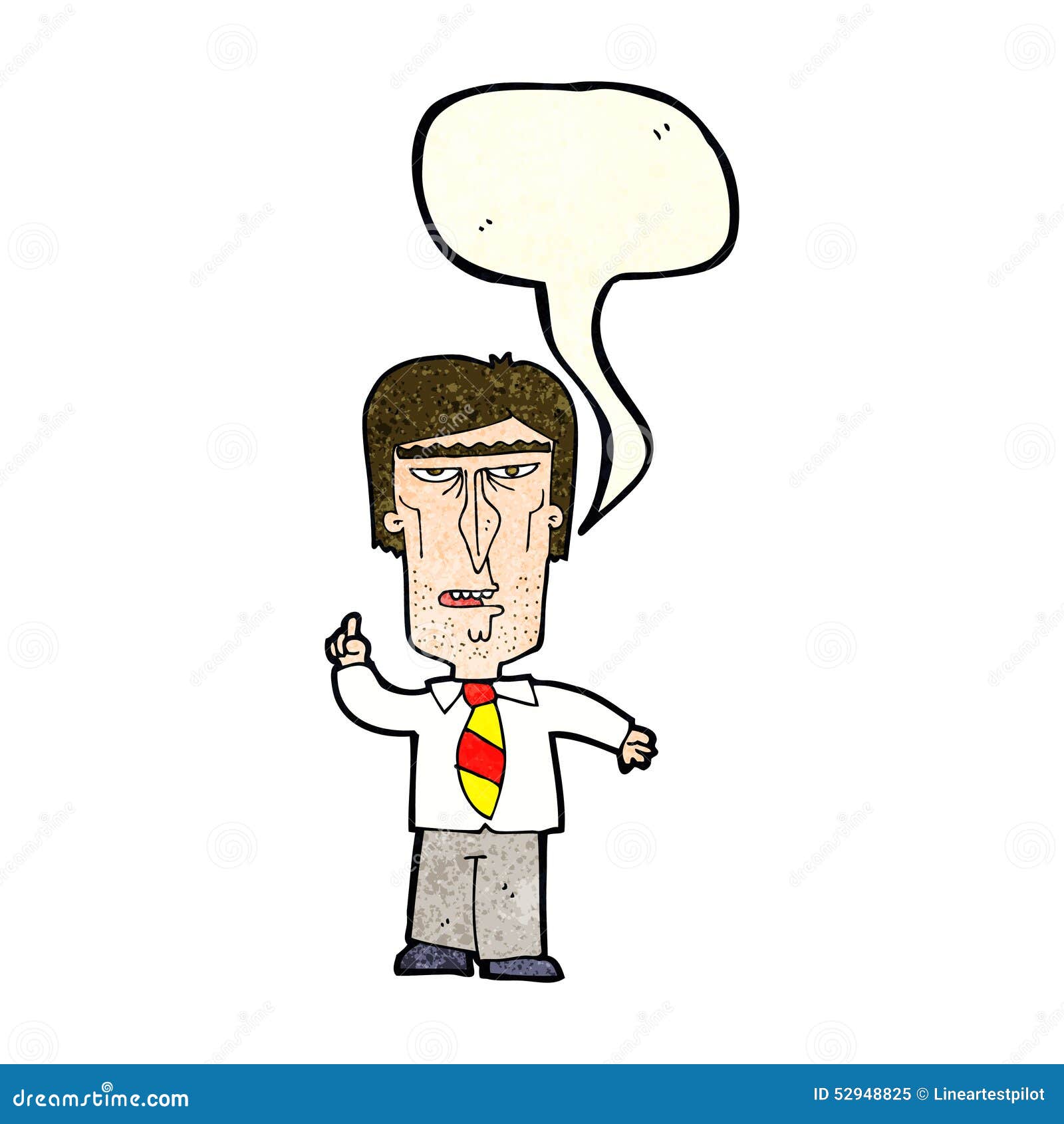 Cartoon Grumpy Boss with Speech Bubble Stock Illustration ...