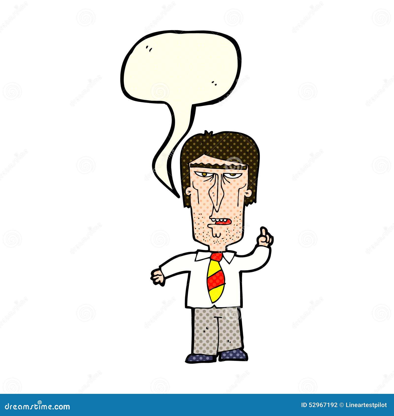 Cartoon Grumpy Boss with Speech Bubble Stock Illustration ...