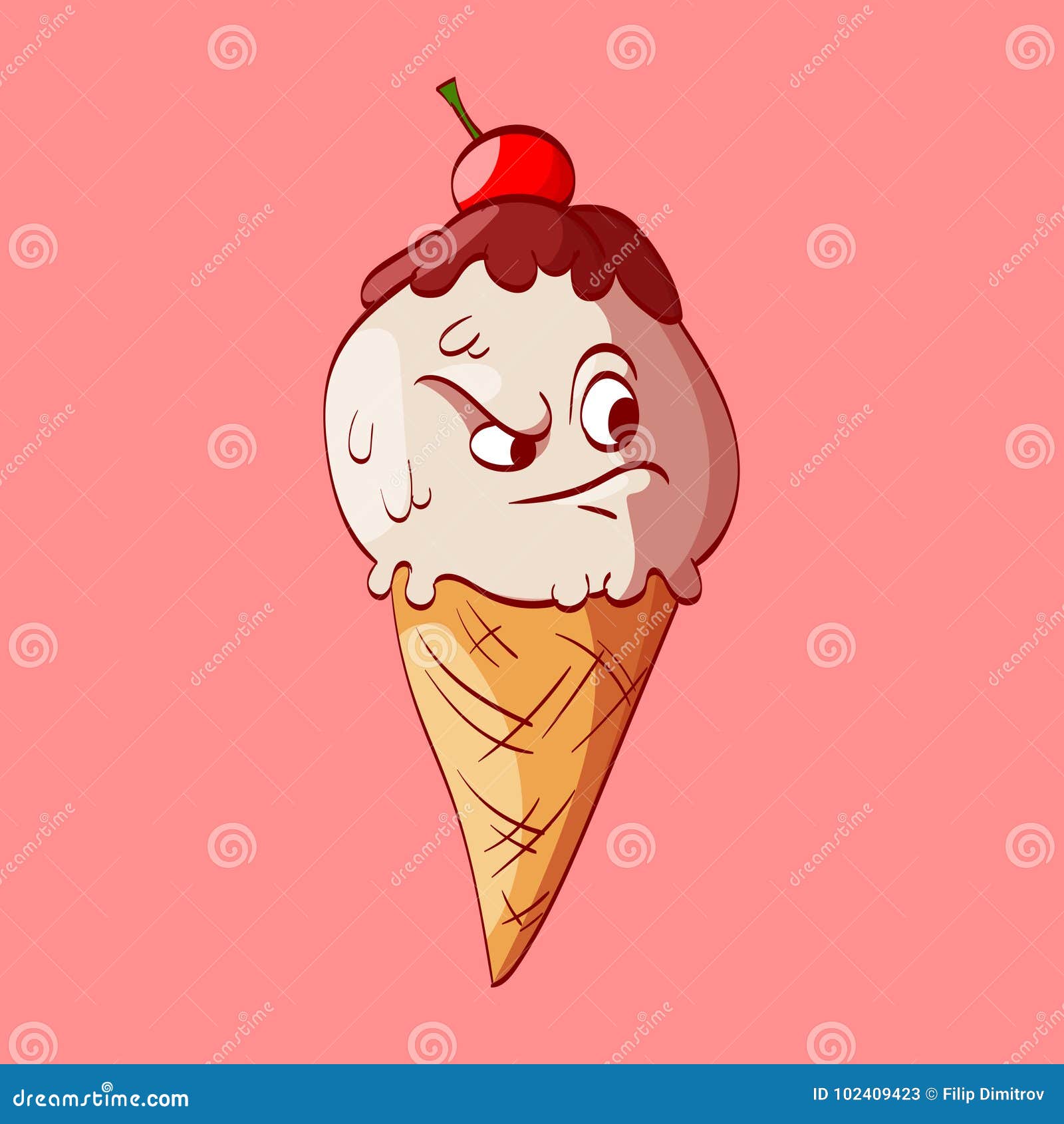 Cartoon grumpy ice cream stock vector. Illustration of eyes - 102409423
