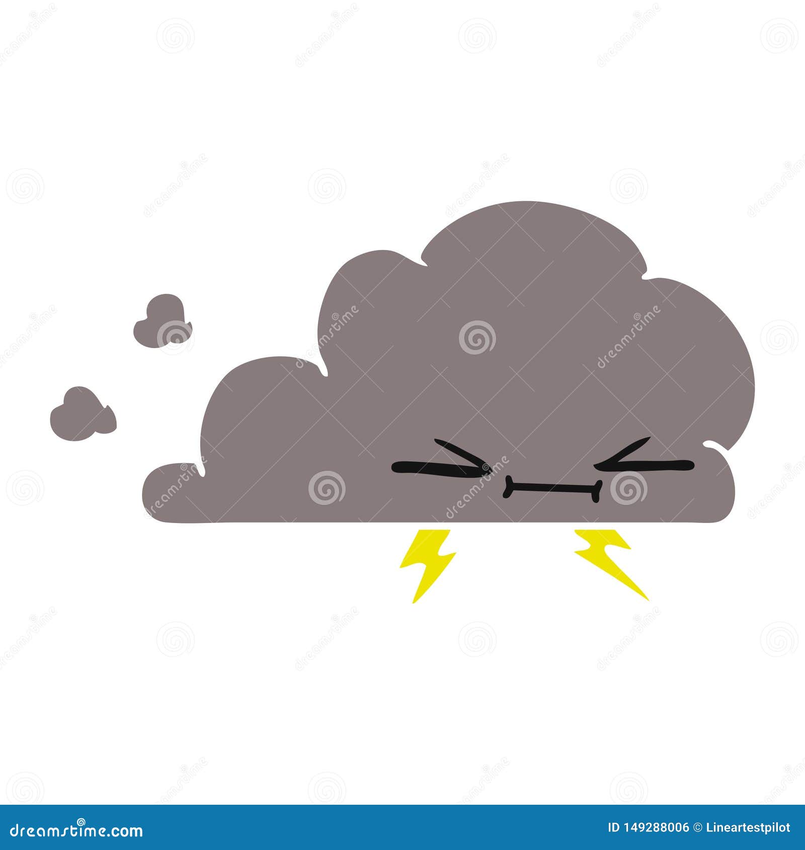 Cartoon of a Grumpy Lightening Cloud Stock Vector - Illustration of ...