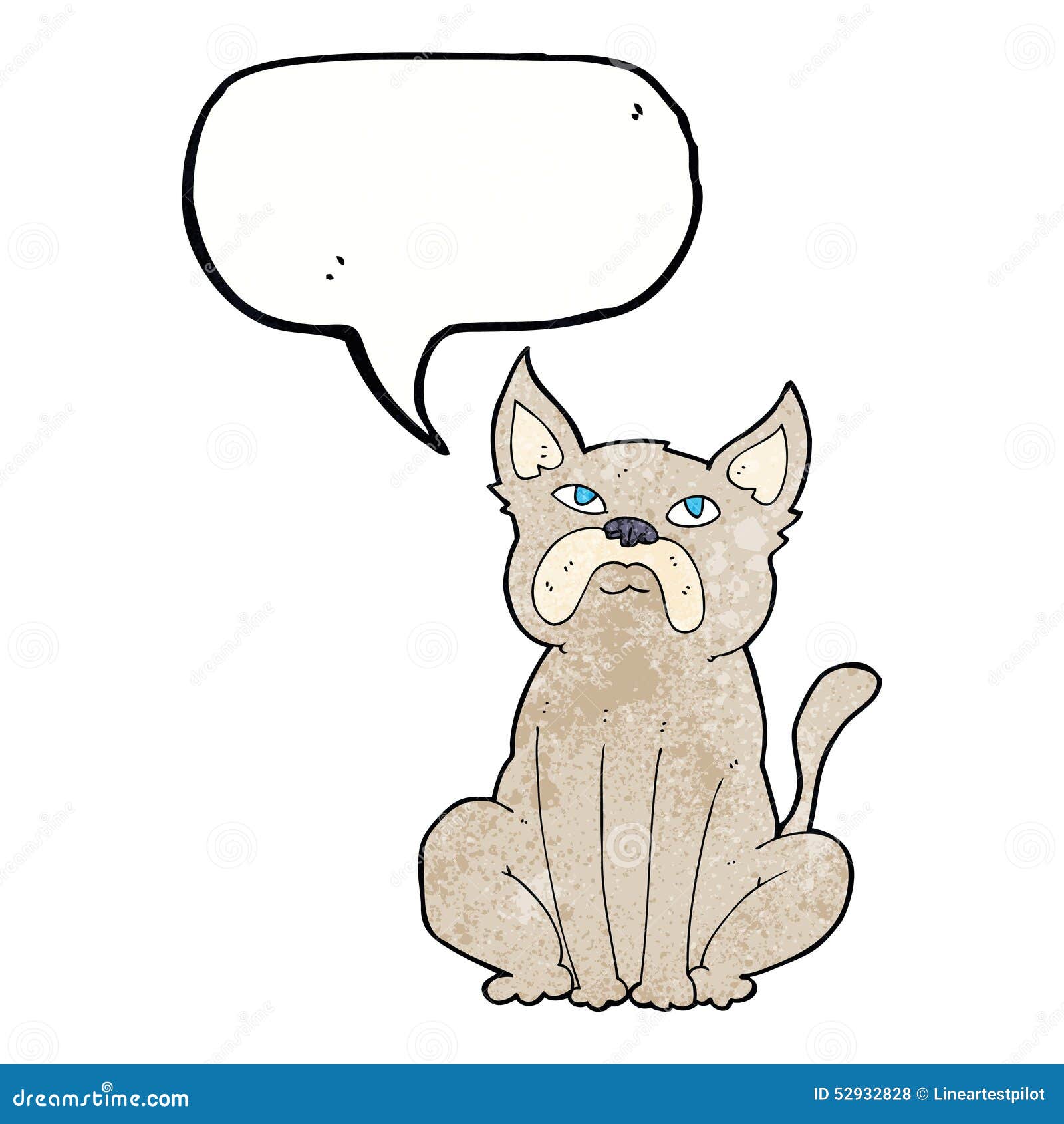 Cartoon Grumpy Little Dog with Speech Bubble Stock Illustration ...