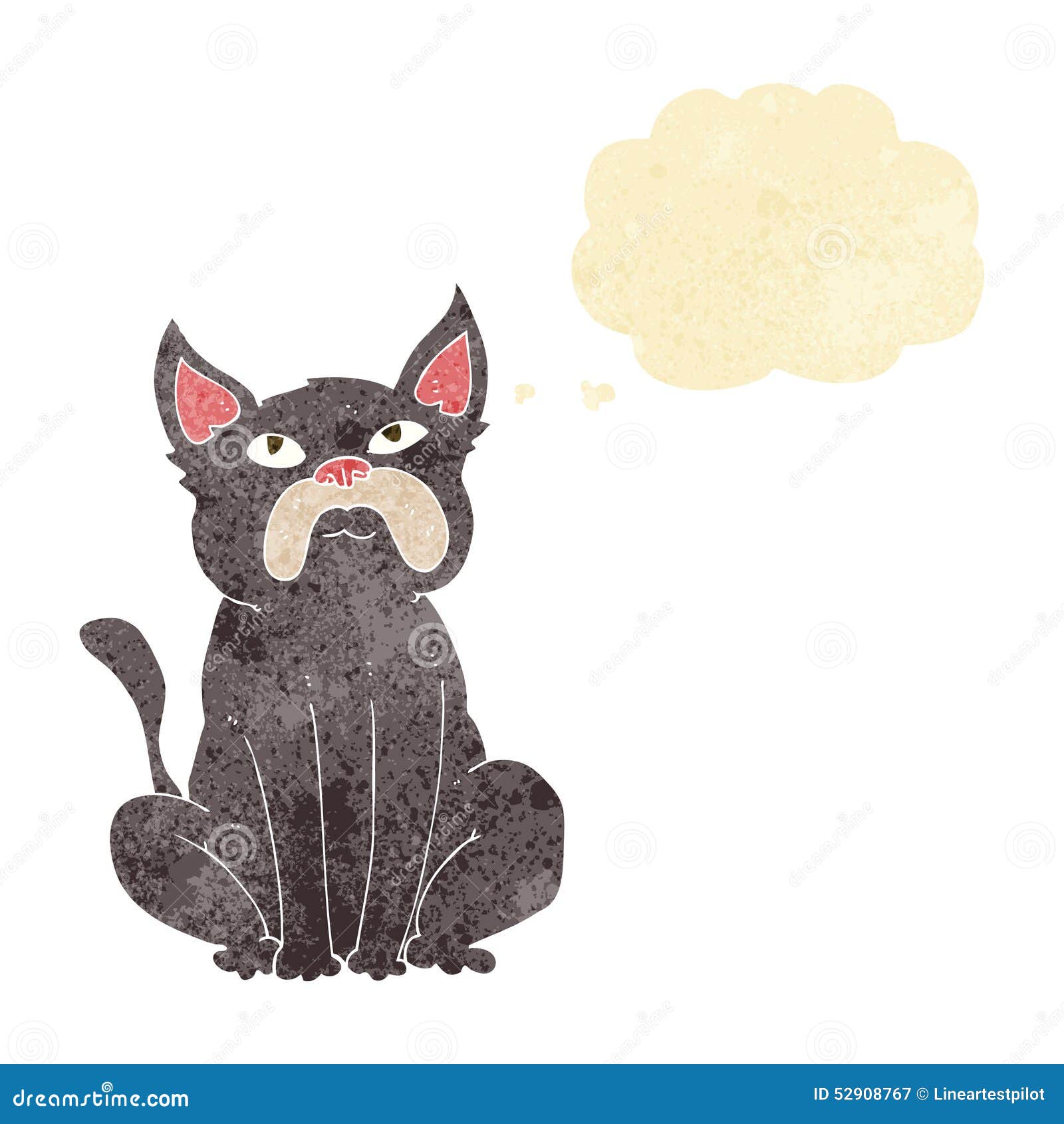 Cartoon Grumpy Little Dog with Thought Bubble Stock Illustration ...