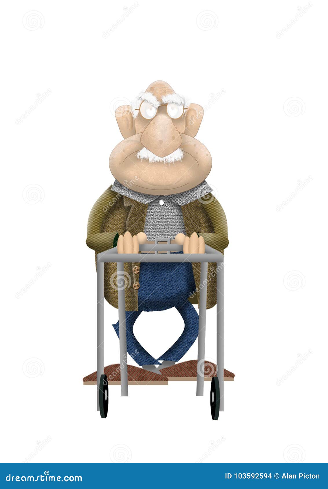 Cartoon of Grumpy Looking Old Man Stock Illustration - Illustration of ...