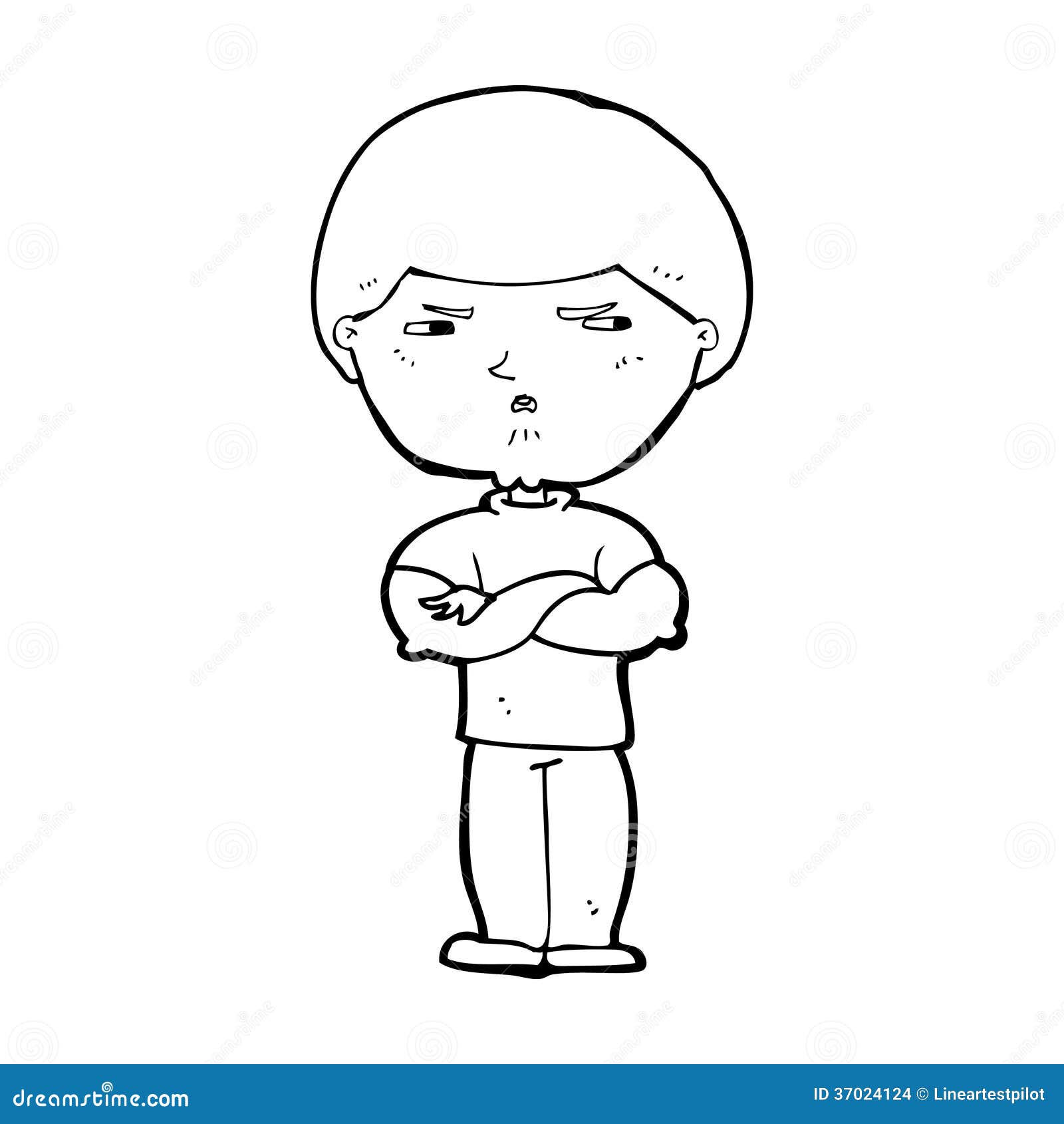 Cartoon grumpy man stock illustration. Illustration of crossed - 37024124