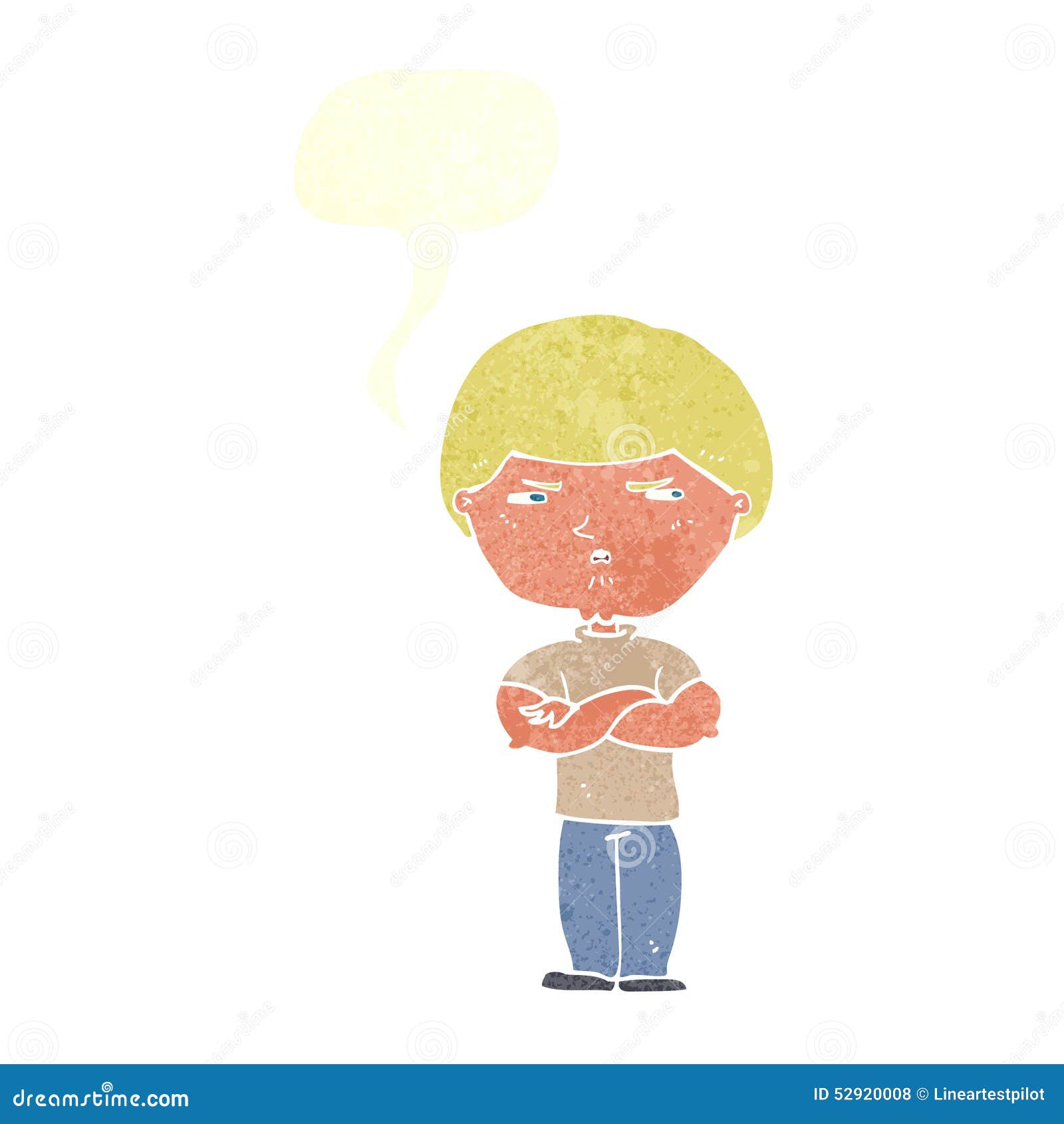 Cartoon Grumpy Man with Speech Bubble Stock Illustration - Illustration ...